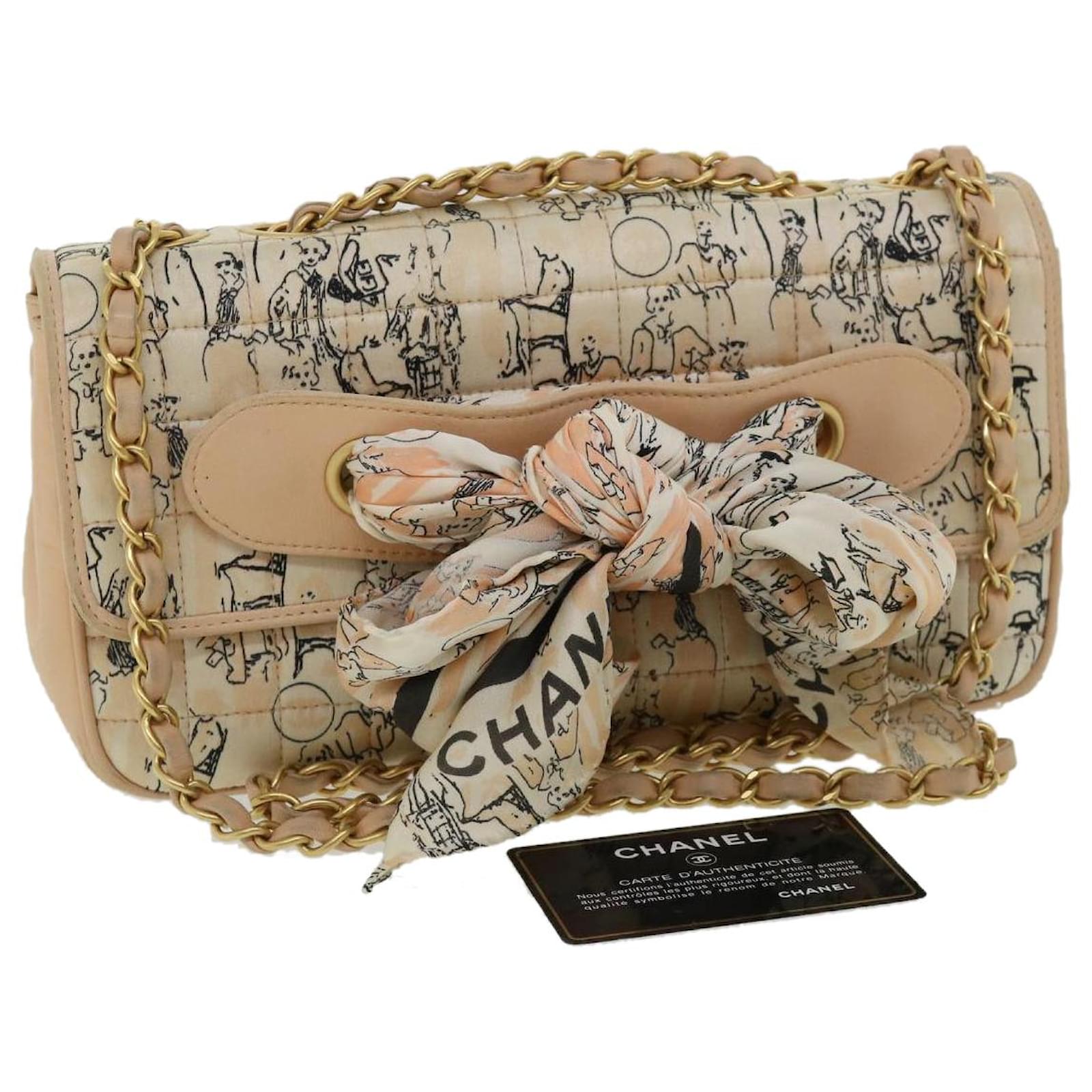 CHANEL Choco Bar Chain Shoulder Bag Satin Pink CC Auth bs3565a ref ...