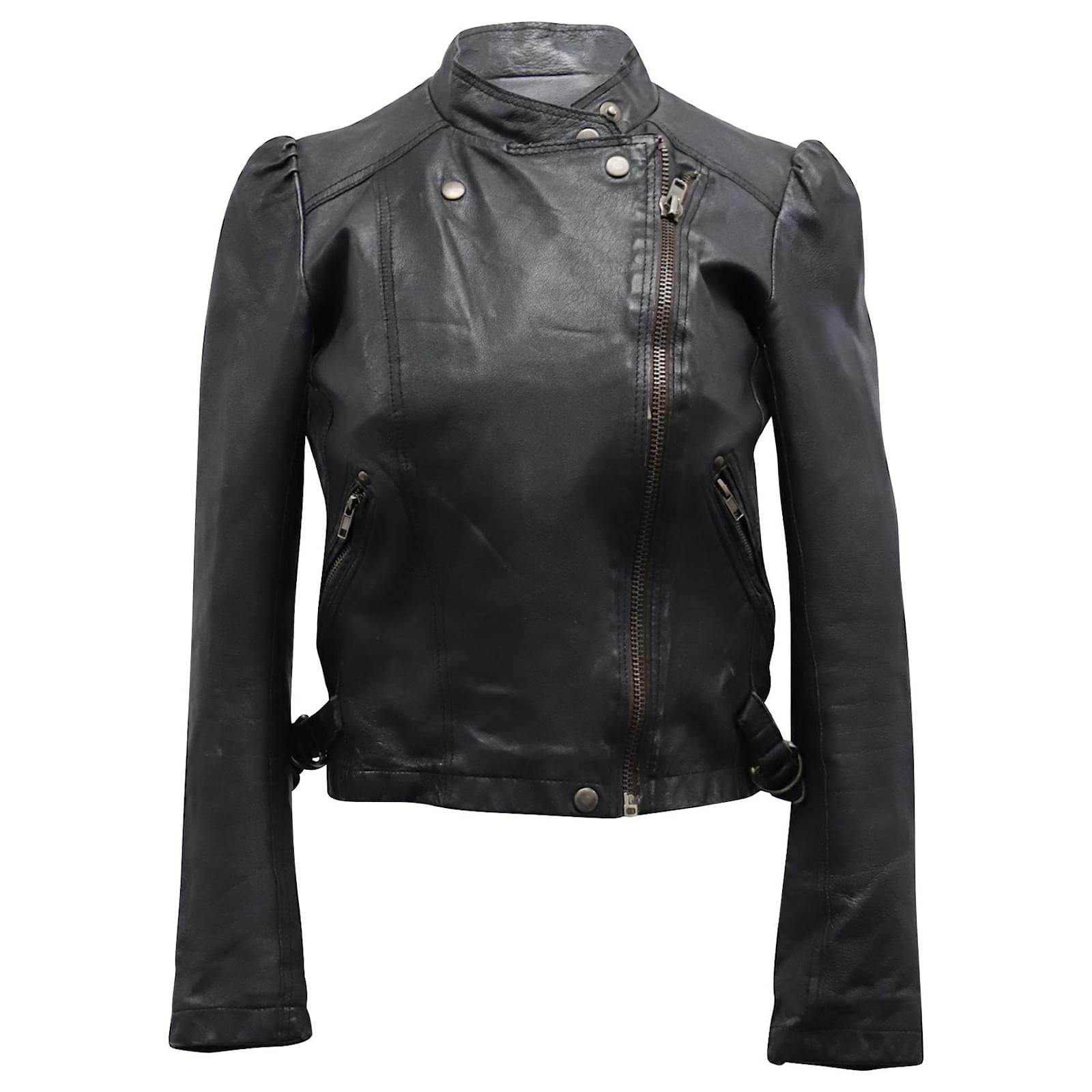 Iro Cropped Biker Jacket in Black Leather ref.773318 - Joli Closet