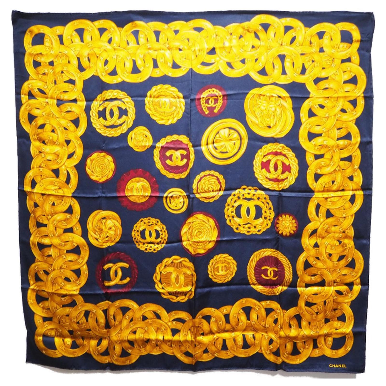 Foulard Chanel Soie Bleu Marine ref.773463 - Joli Closet