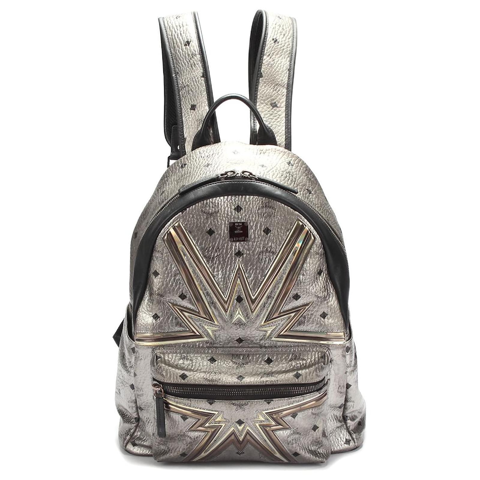 MCM Visetos Silvery Leather ref.774160 - Joli Closet