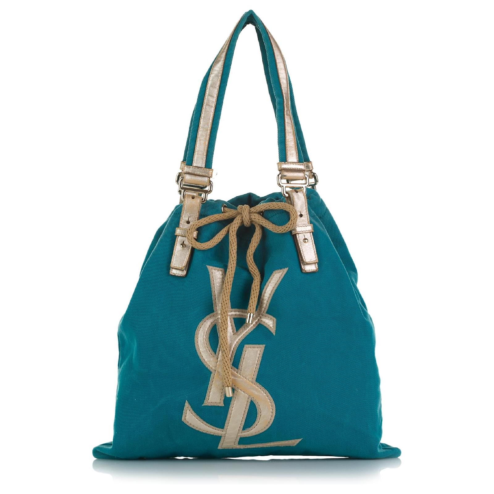 Yves Saint Laurent YSL Blue Kahala Canvas Tote Cloth Cloth ref.778238 ...