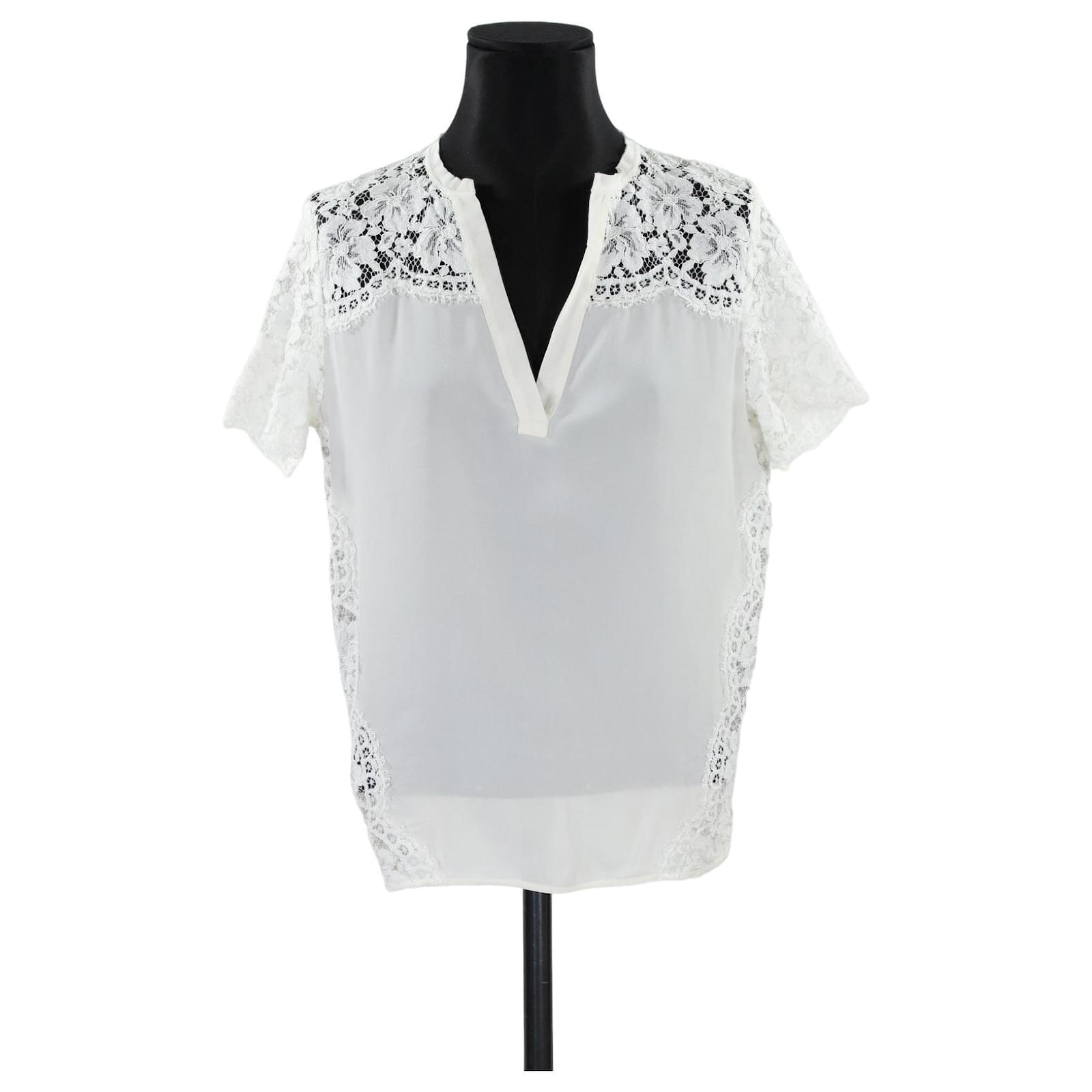 Sandro Top 38 White Silk ref.779089 - Joli Closet