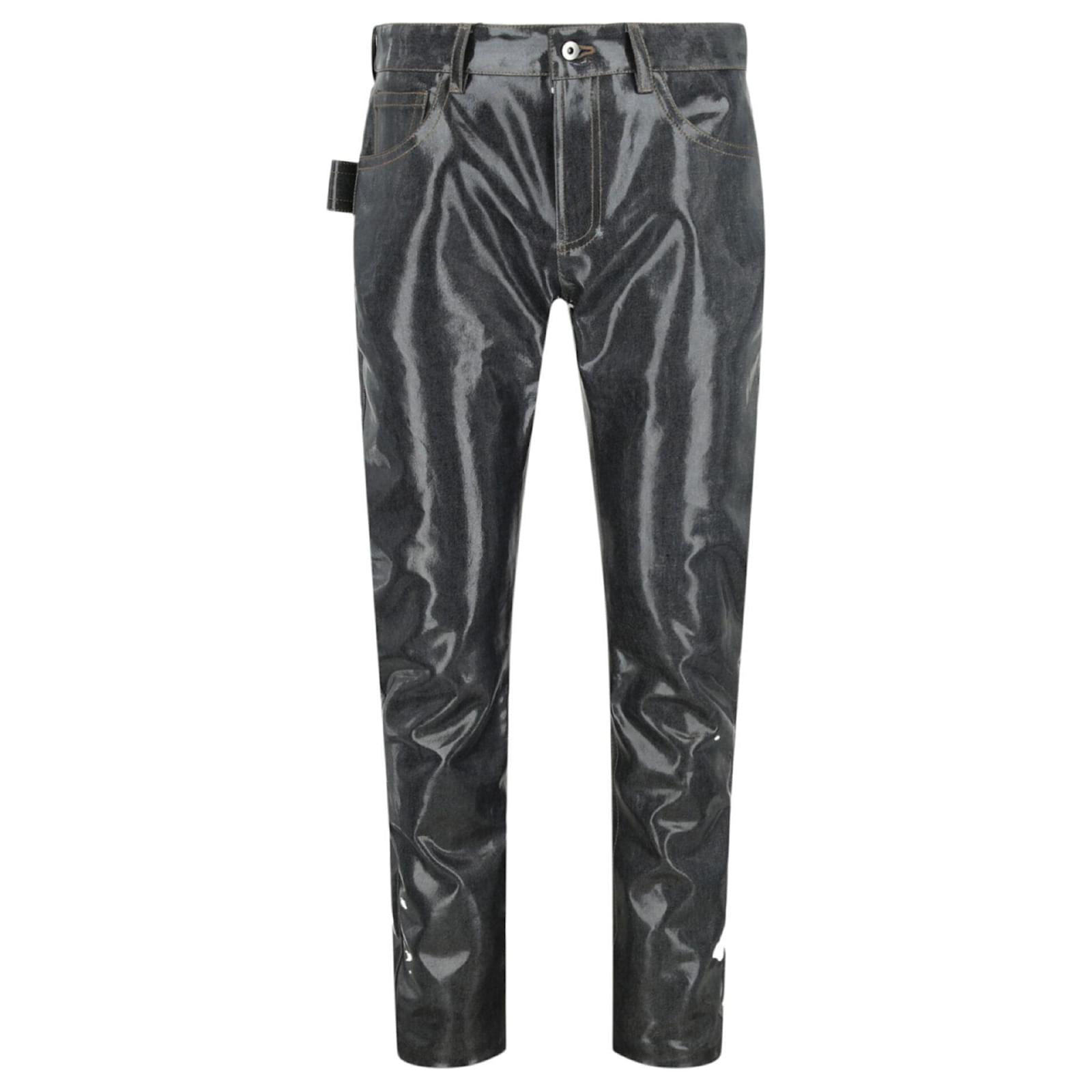 Bottega Veneta Shiny Denim Pants Blue Cotton ref.779959 - Joli Closet