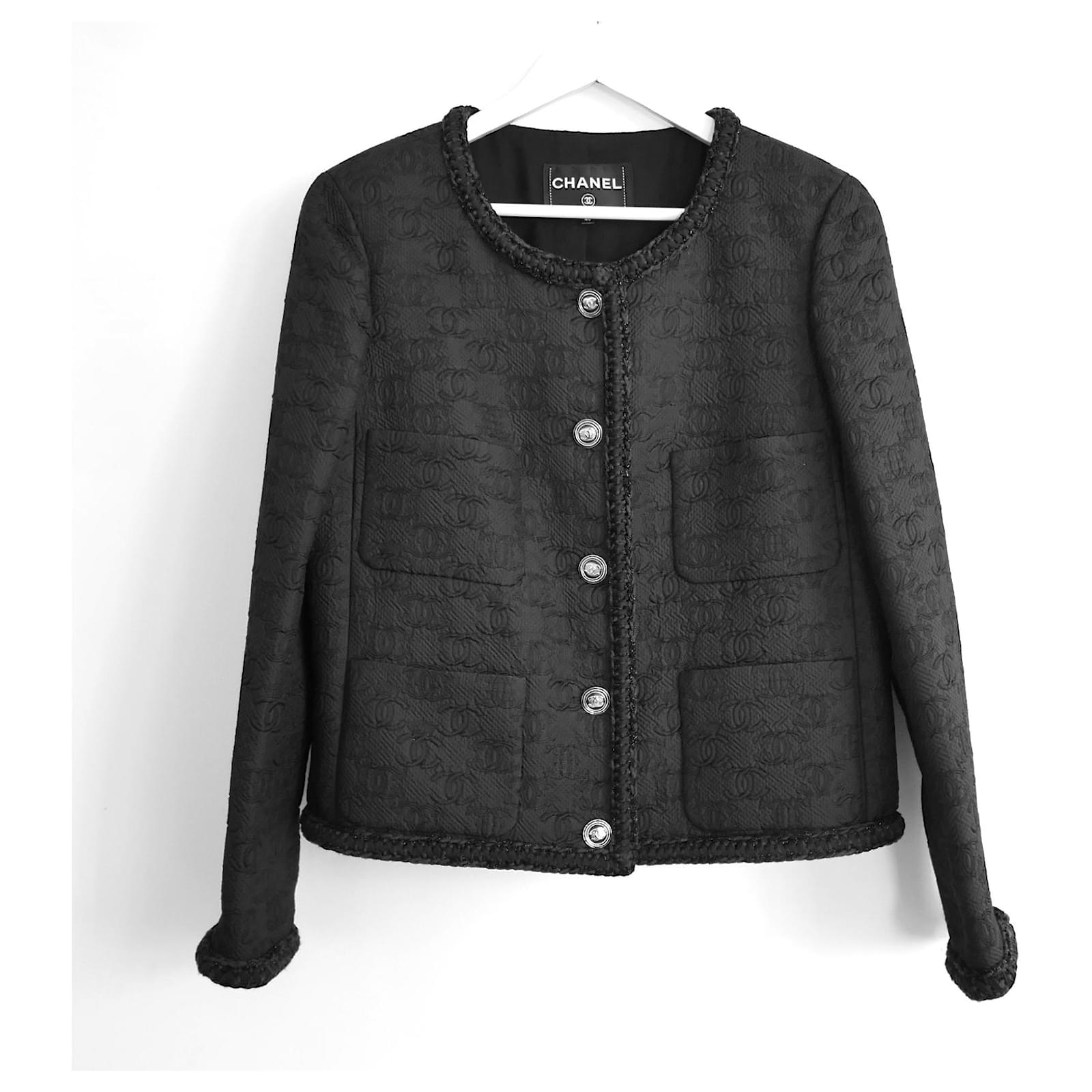 Chanel Pre-Fall 2021 CC Logo Quilted Jacket Black Silk Wool ref.781879 ...