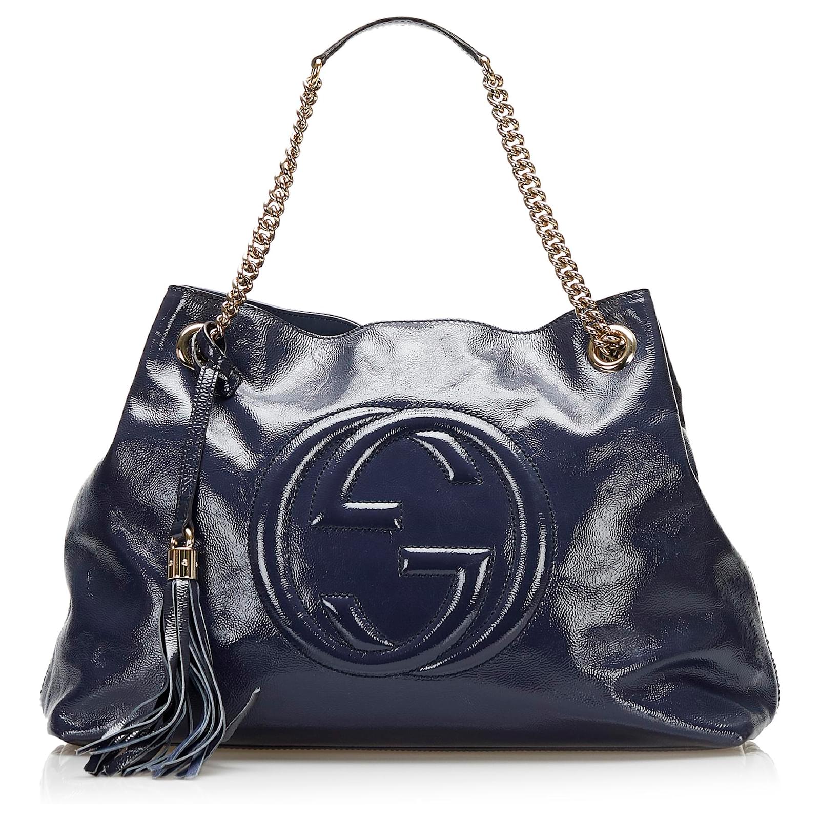 Gucci Blue Soho Chain Navy blue Leather Patent leather ref.783663 ...