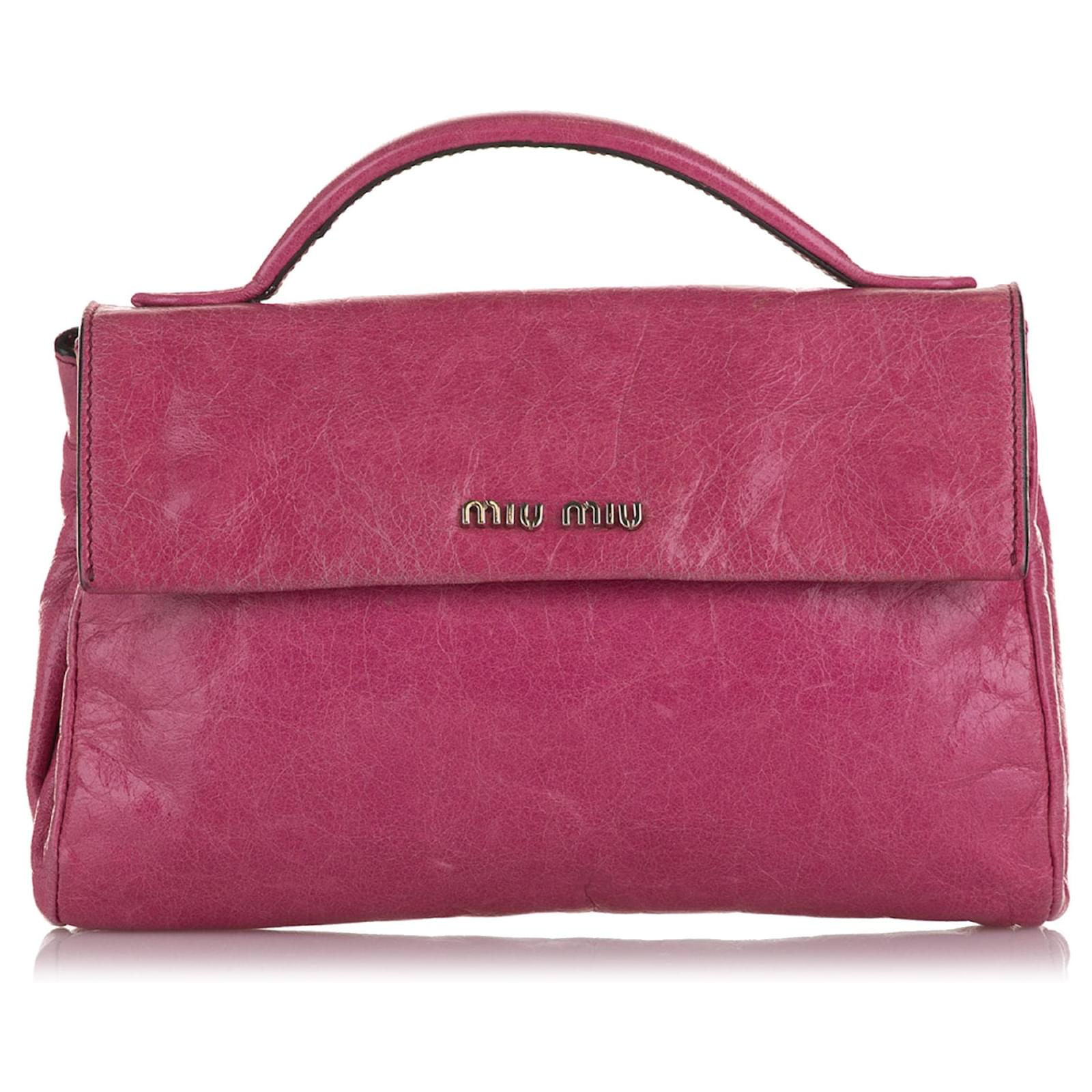 Miu Miu Pink Vitello Lux Satchel Leather ref.783679 - Joli Closet