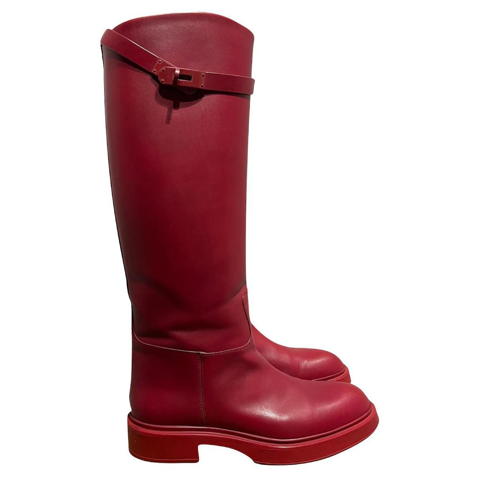 Hermès Boots Dark red Leather ref.784155 - Joli Closet