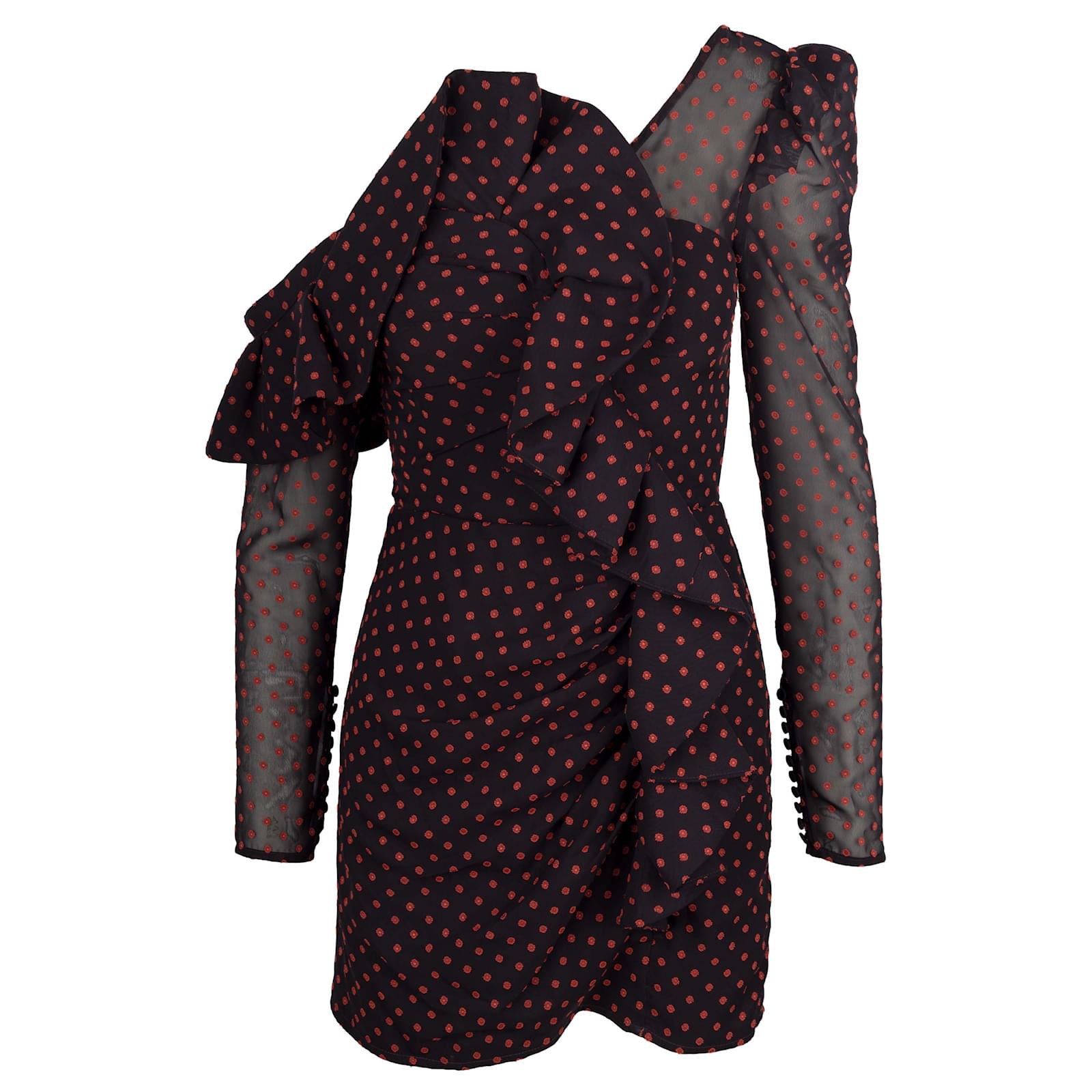 Robe à pois à fleurs Self Portrait Polyester Bordeaux ref.785298 - Joli ...