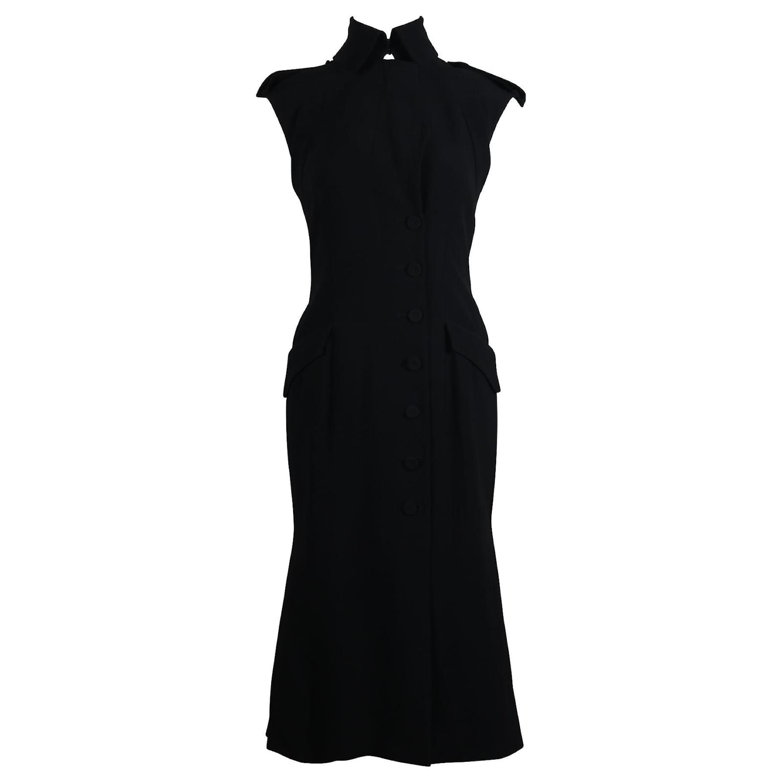 Alexander Mcqueen Robe longue boutonnée noire Acetate Fibre de ...