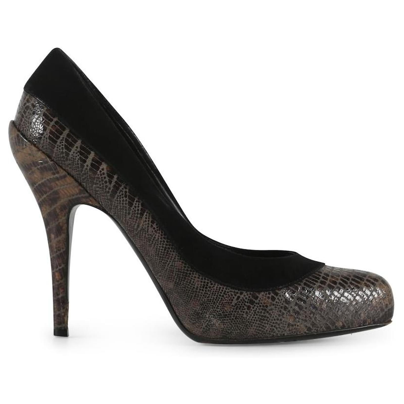 Christian Dior Escarpins à plateforme en python et daim Multicolore ref ...