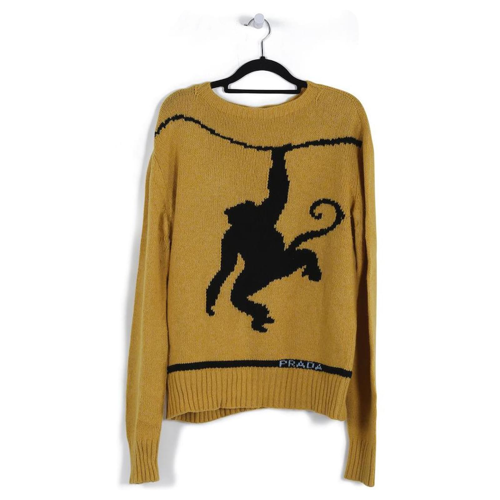 Prada Yellow Wool With Black Monkey Sweater ref.787044 - Joli Closet