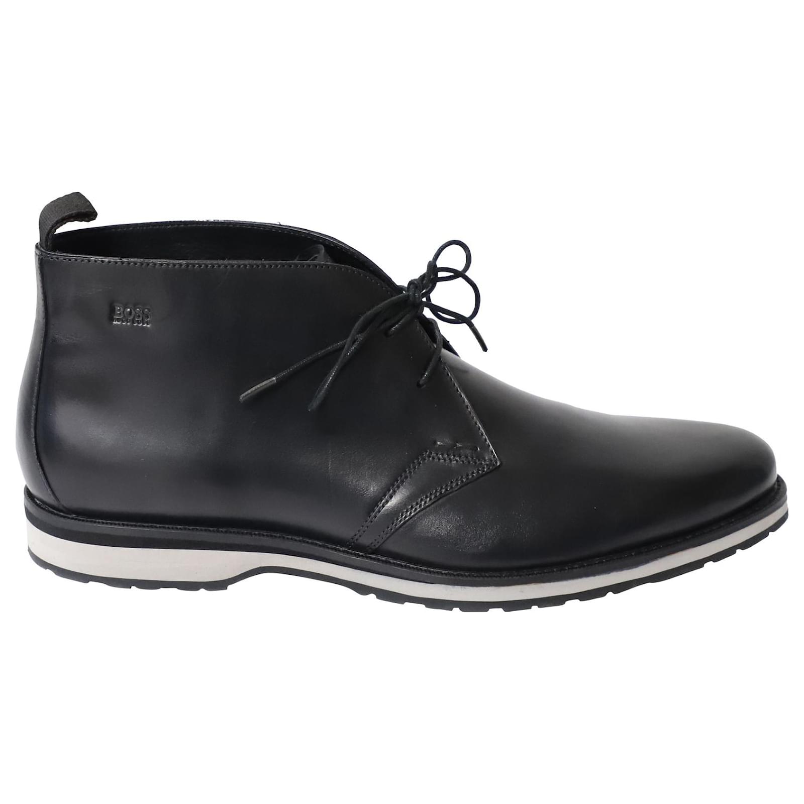Bota Boss by Hugo Boss com cadarço em couro preto ref.788433 - Joli Closet