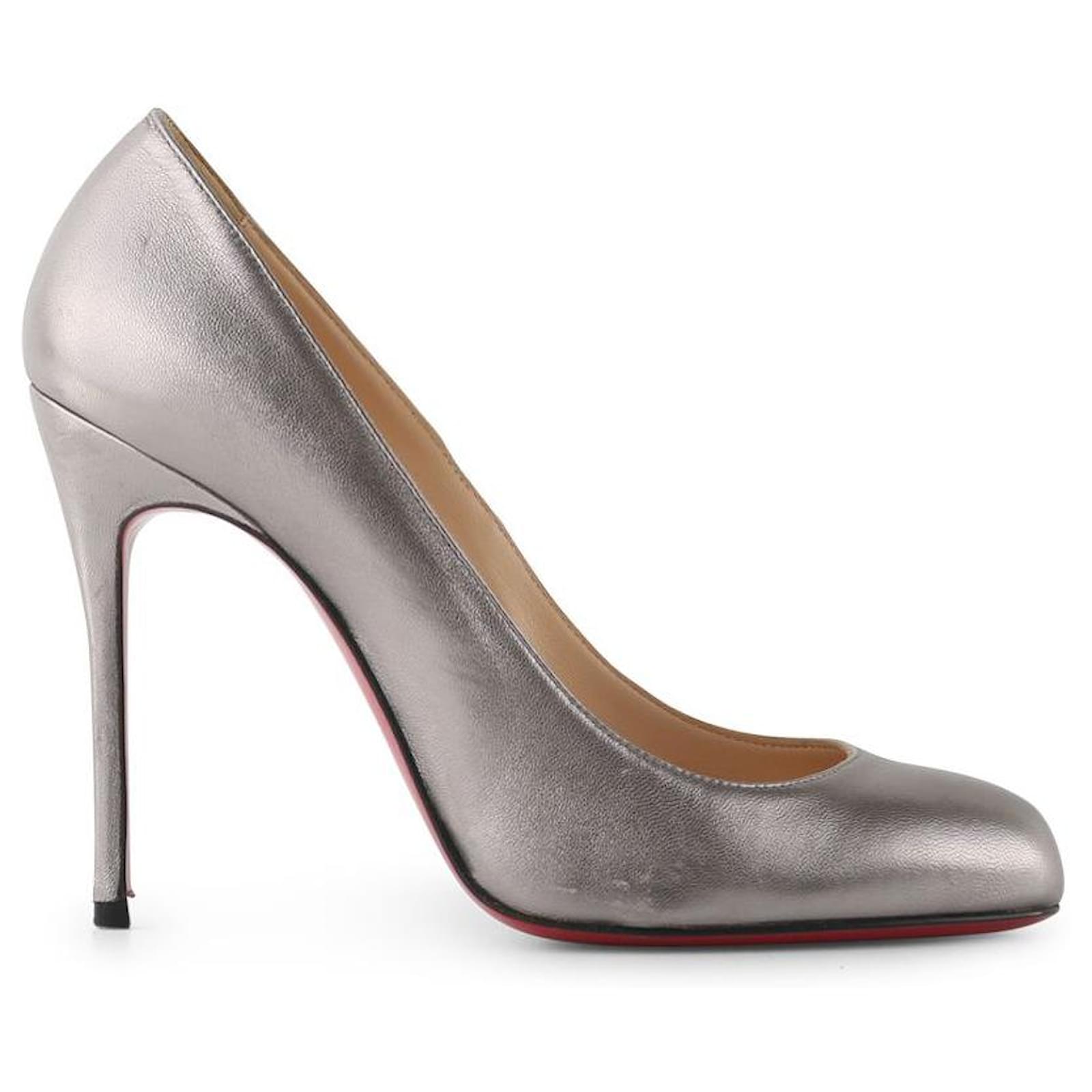 Christian Louboutin Metallic Silver Leather Pumps Silvery ref.789734 ...