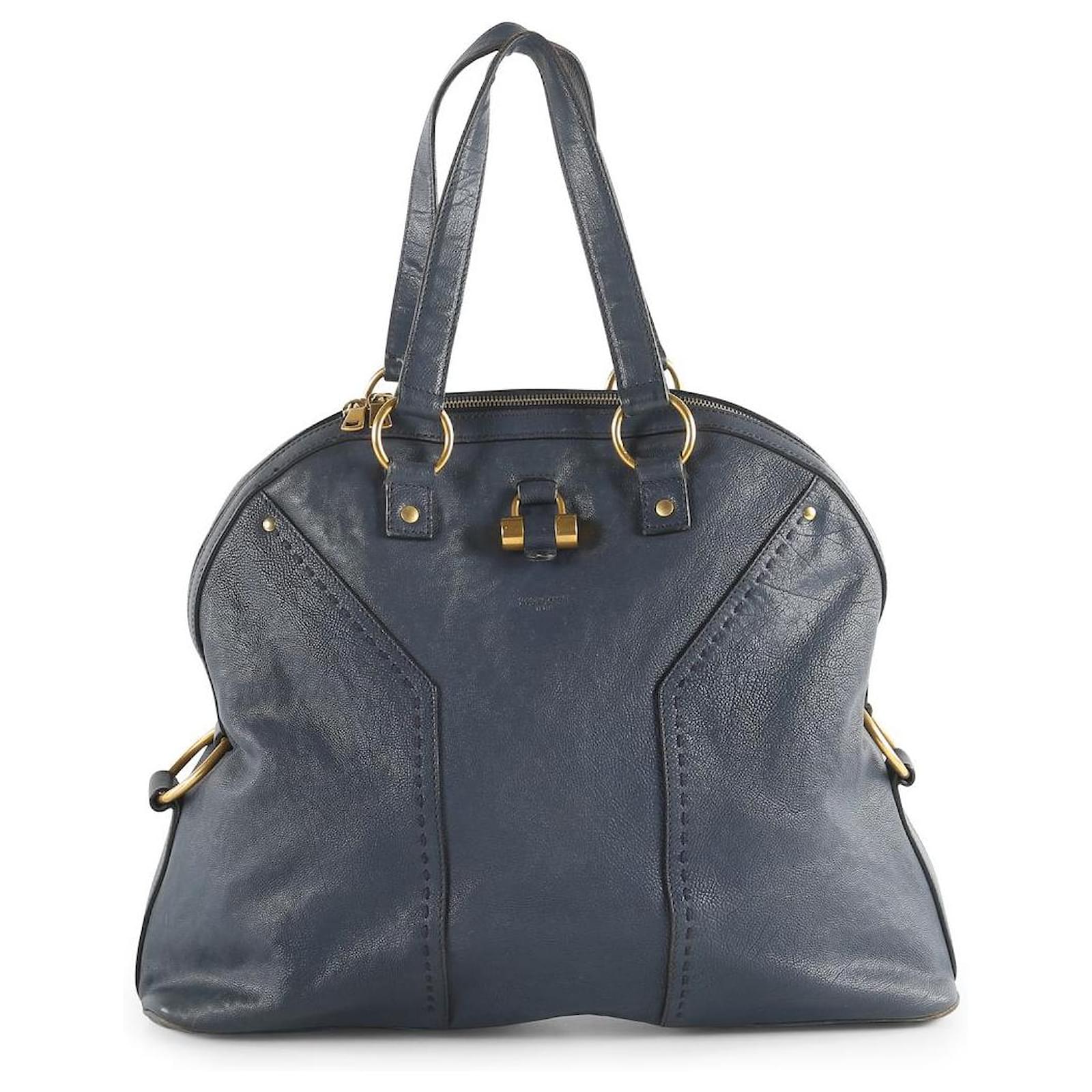 Yves Saint Laurent Blue Leather Muse Shoulder Bag Patent leather ref ...