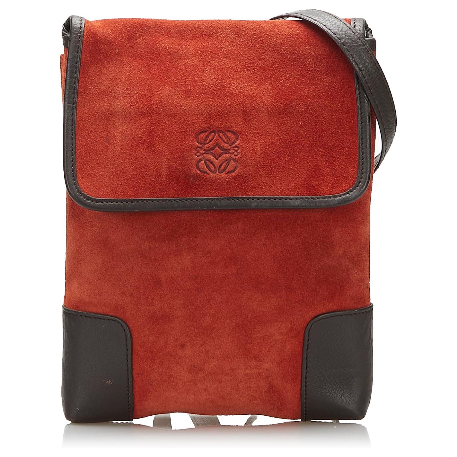 Loewe Red Anagram Suede Leather ref.790707 - Joli Closet