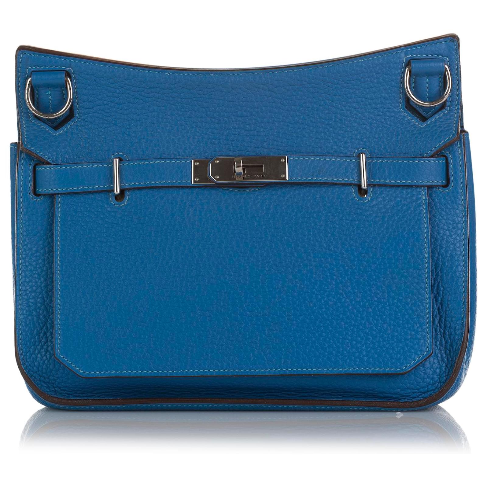 Hermès Hermes Blue Clemence Jypsiere 28 Leather Pony-style calfskin ref ...