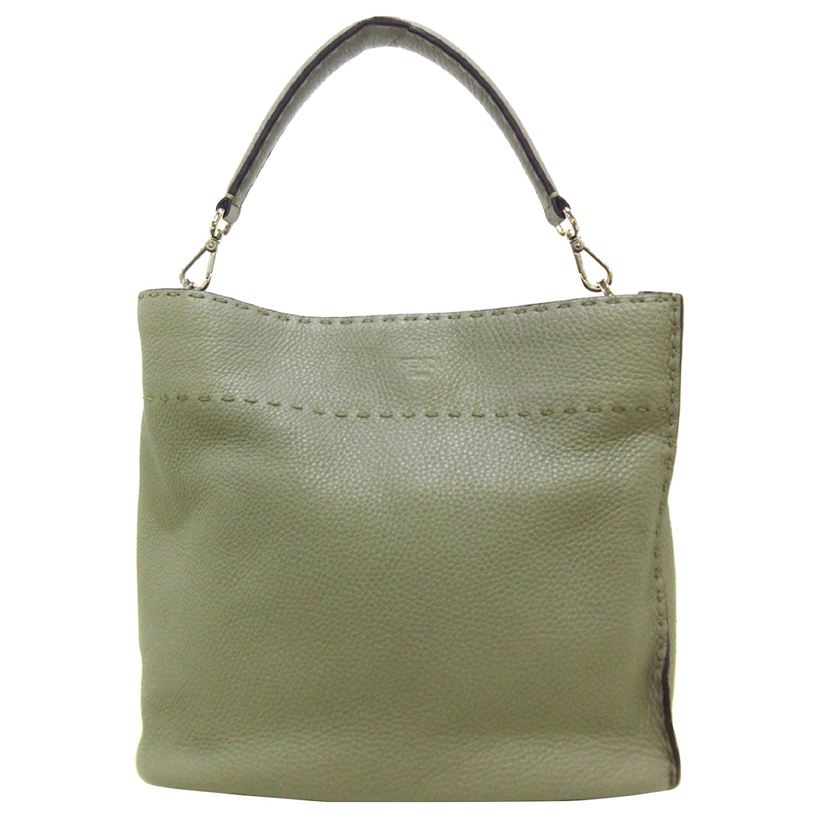 Fendi Gray Selleria Anna Satchel Grey Leather Pony-style calfskin ref ...