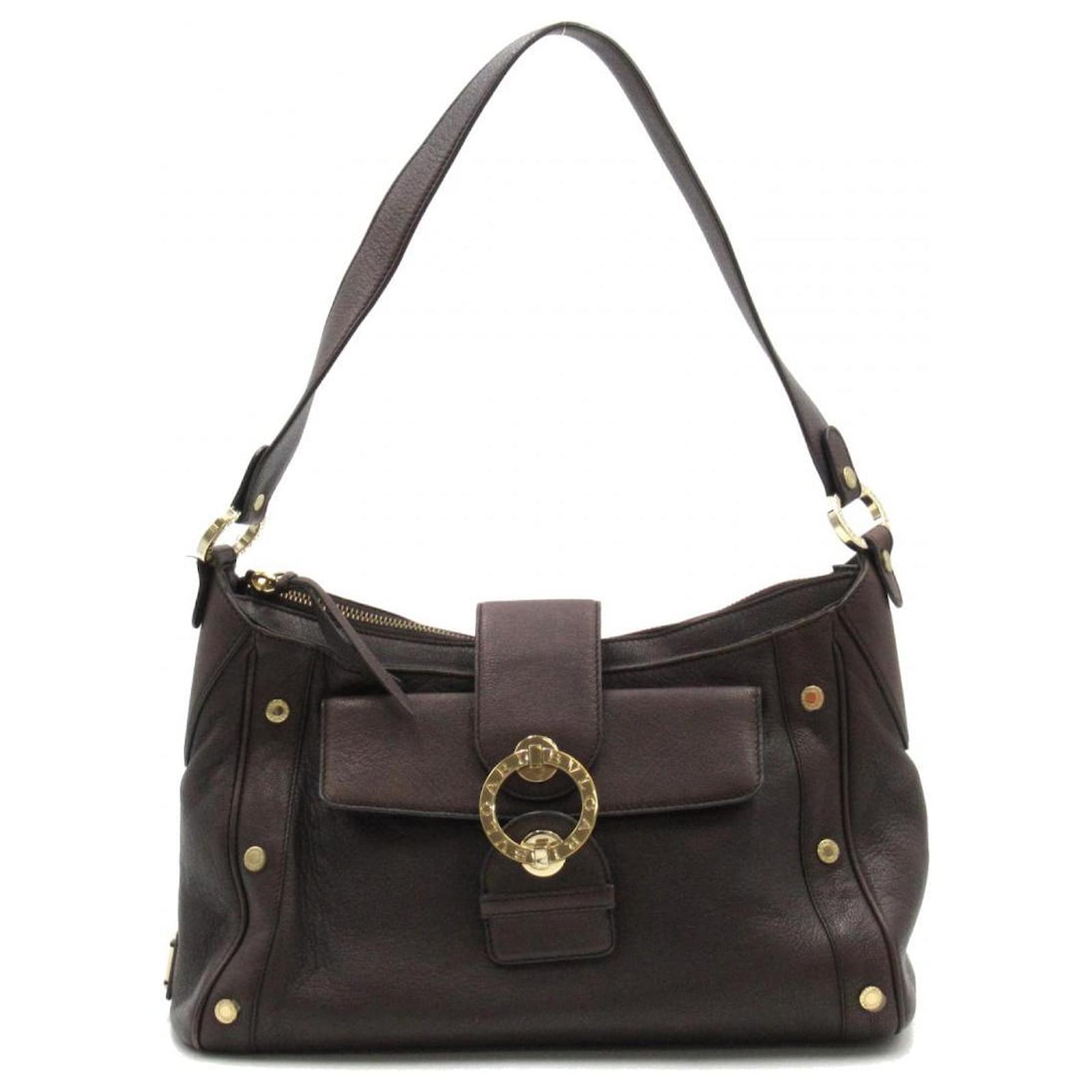 Bulgari BB One Leather Shoulder Bag Brown Pony-style calfskin ref ...