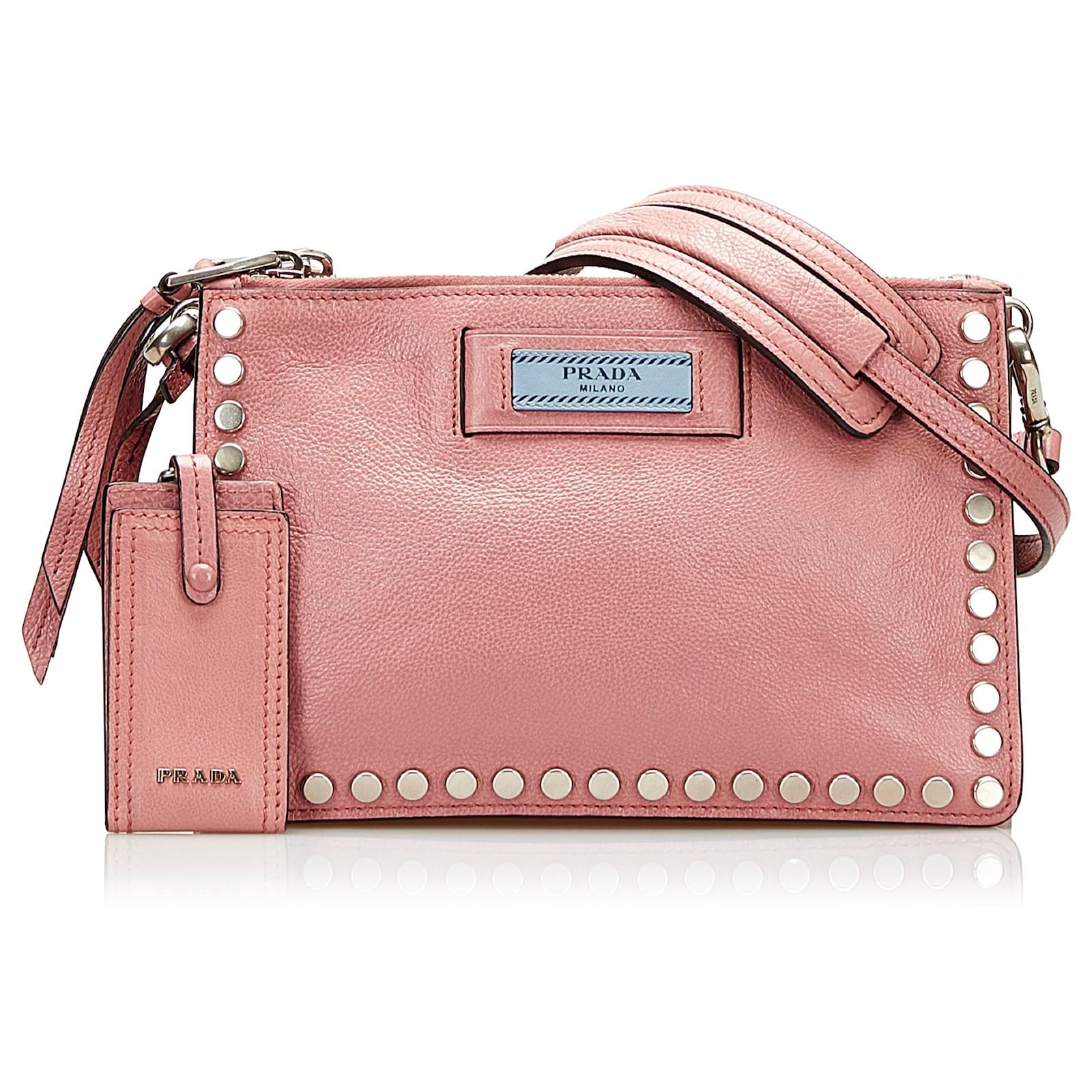 Prada Pink Etiquette Vitello Lux Crossbody Leather Pony-style calfskin ...