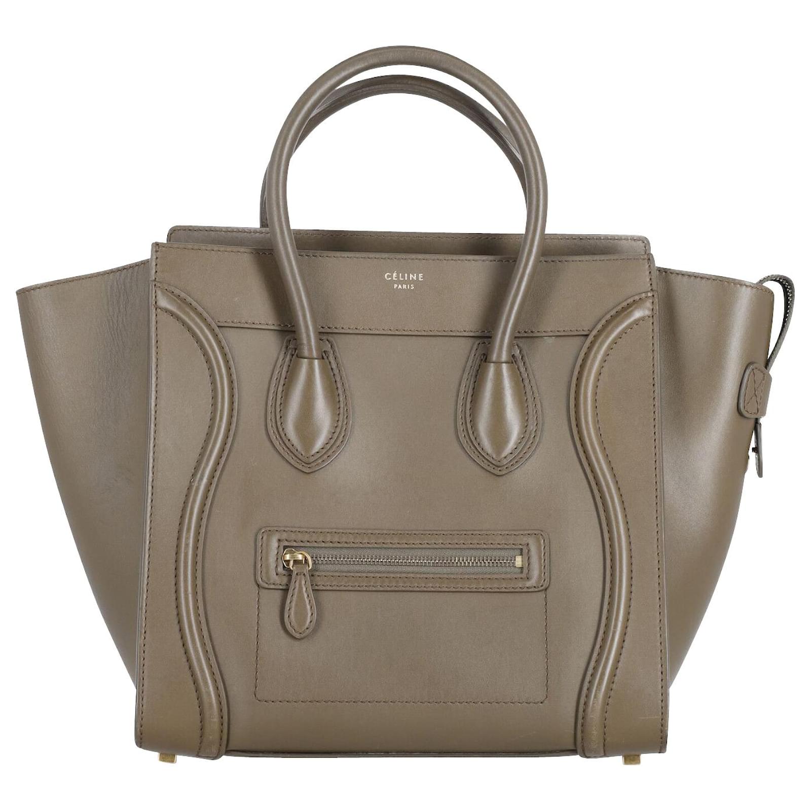Céline Celine Mini Luggage Tote Bag in Brown Calfskin Leather Pony ...