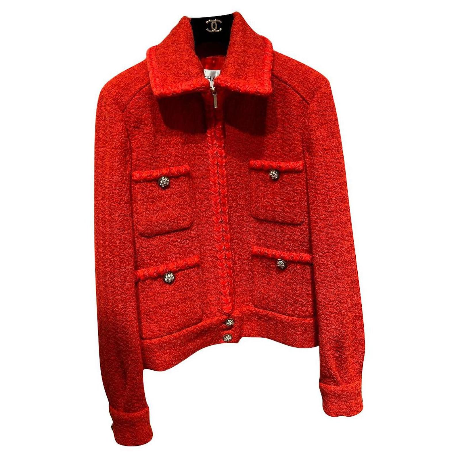 Chanel Jackets Red Tweed ref.796288 - Joli Closet