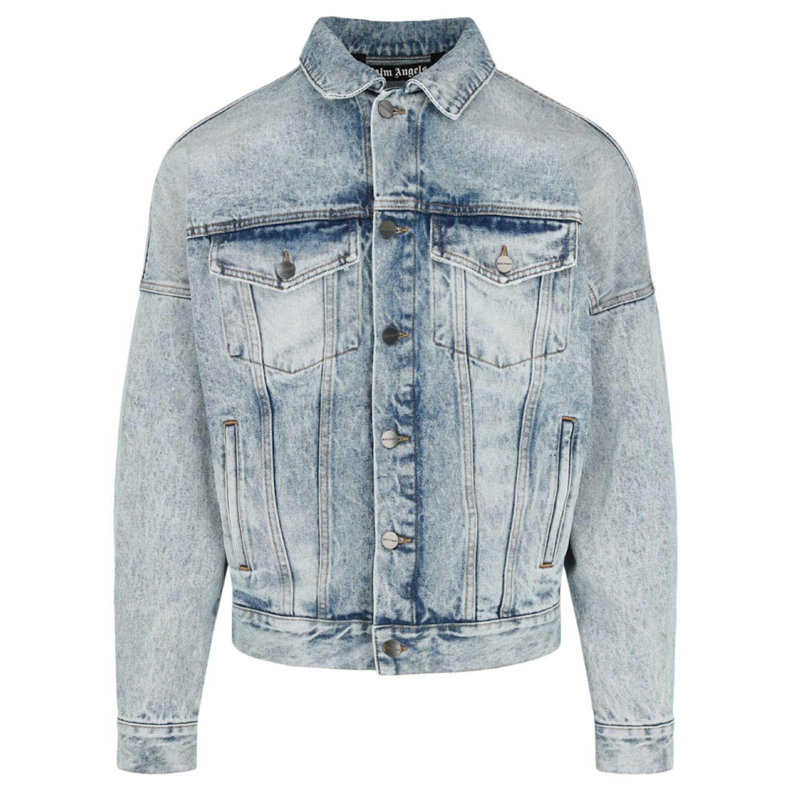 Palm Angels Logo Denim Jacket Blue Cotton ref.796521 - Joli Closet