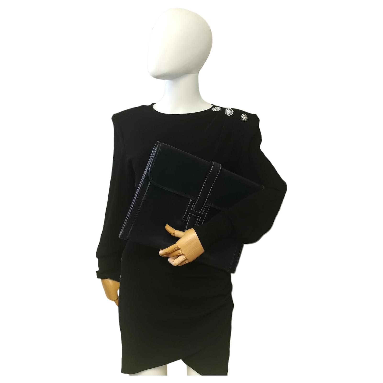 Hermès Clutch Navy Blue Box calf leather ref.796649 - Joli Closet