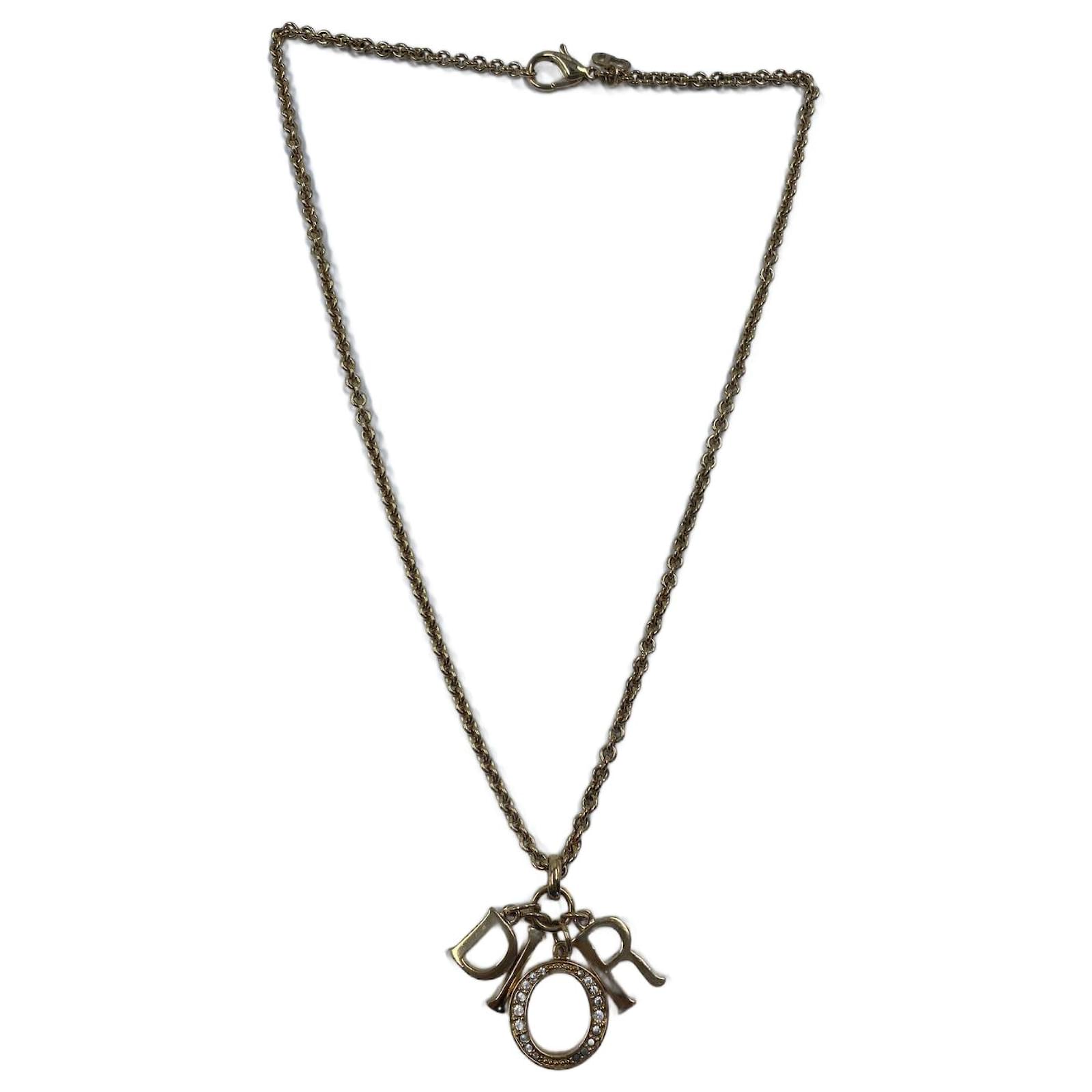 Gold-Toned Dior CD Necklace Golden Metal ref.797643 - Joli Closet