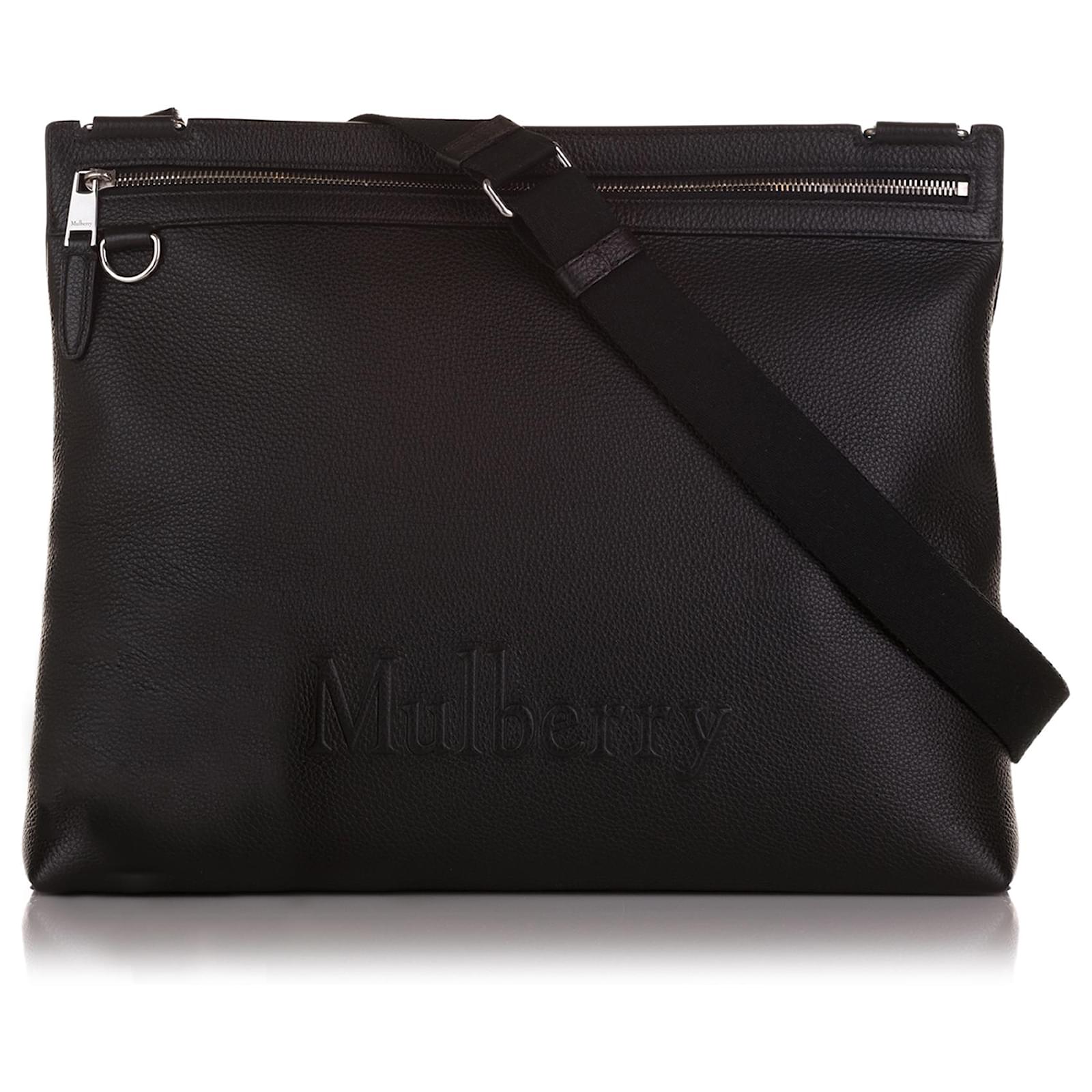 Mulberry Black Leather Messenger Bag Pony-style calfskin ref.778076 ...