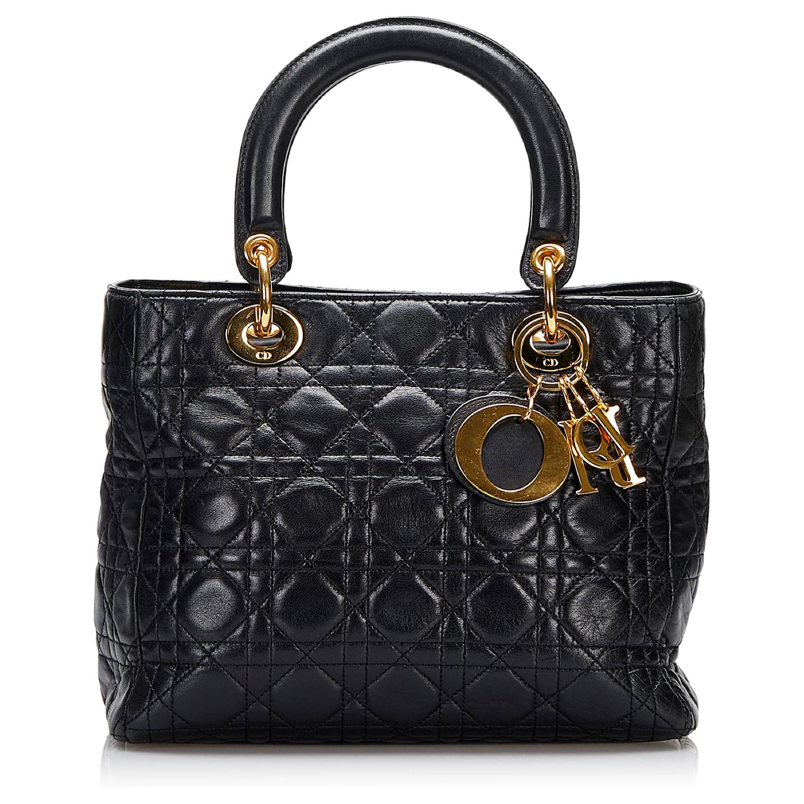 Dior Schwarz Medium Cannage Lady Dior Leder ref.799417 - Joli Closet