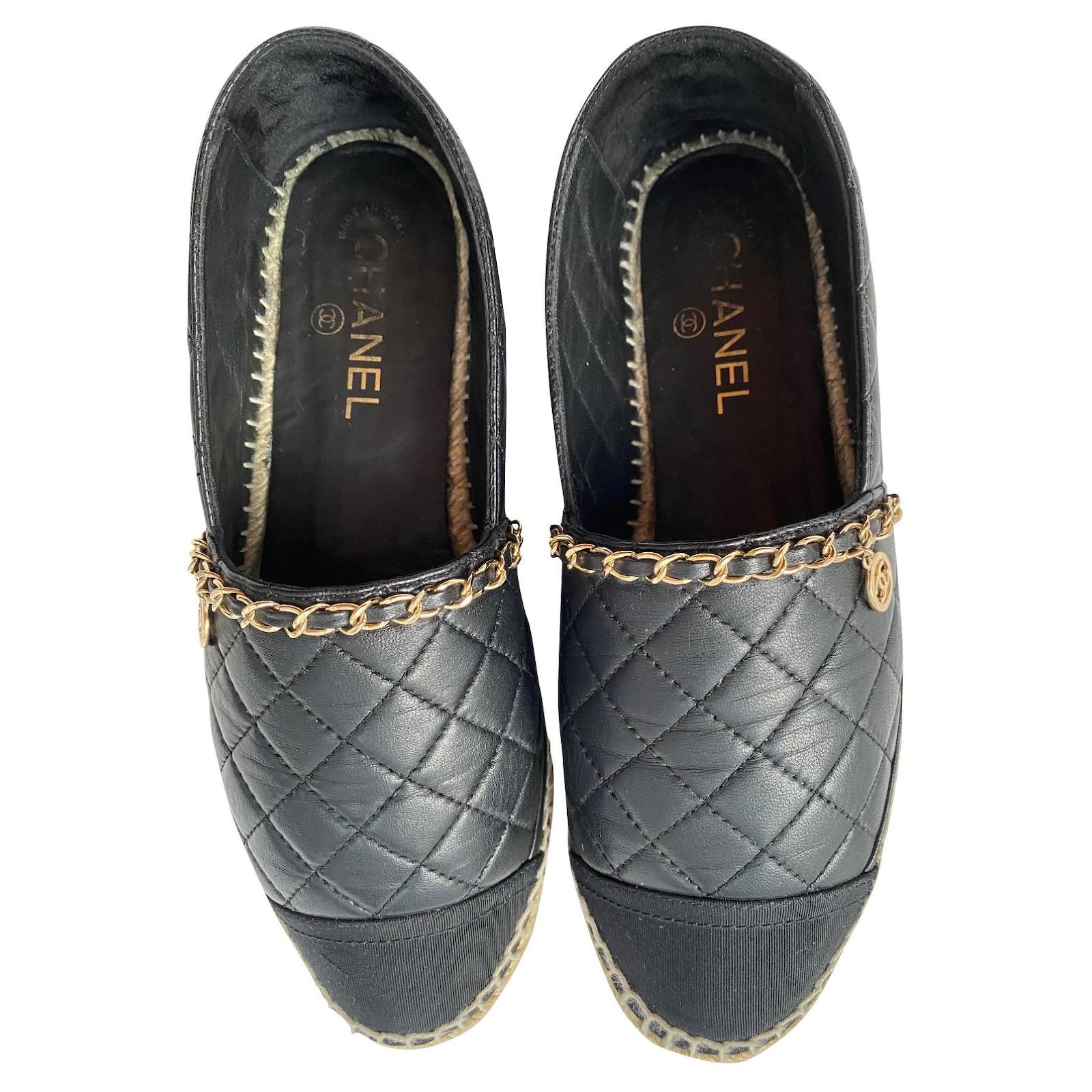 Chanel Espadrilles Cuir Noir ref.801864 - Joli Closet