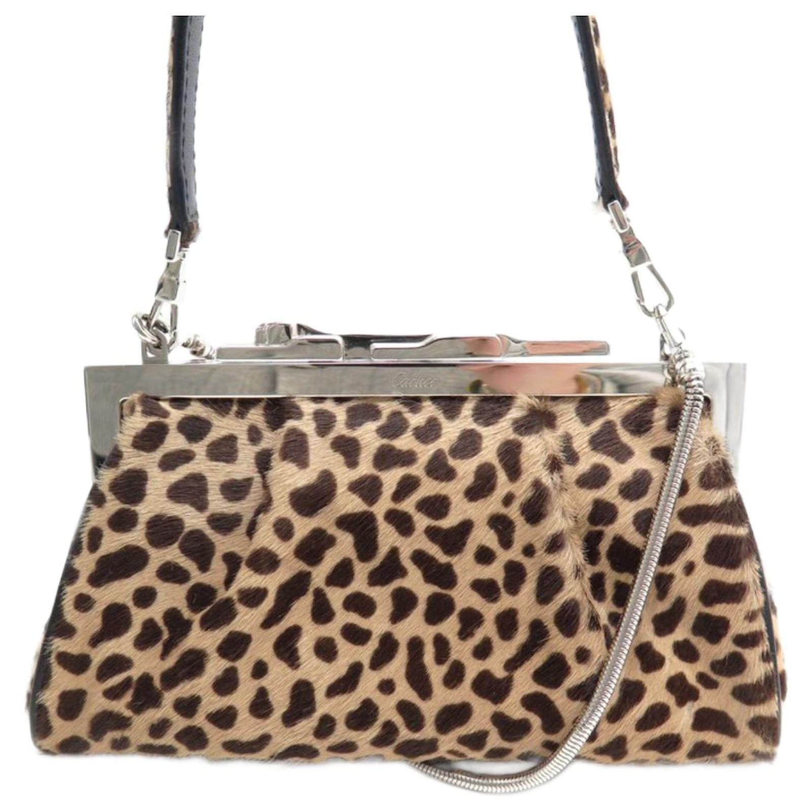 NEW CARTIER HANDBAG POUCH LEATHER LEOPARD BANDOULIERE BAG ref.801982 ...