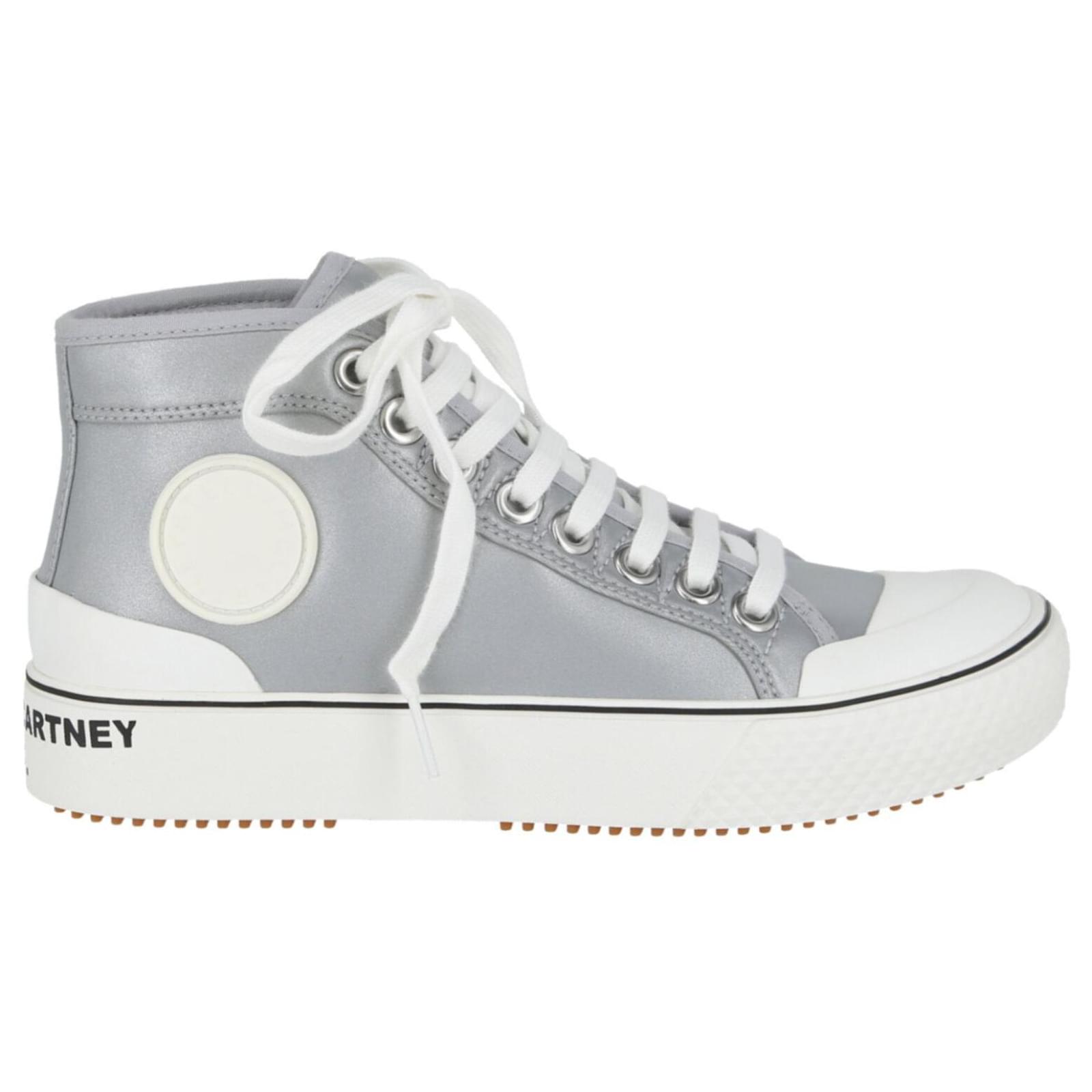 Stella Mc Cartney Stella McCartney Metallic Logo High-Top Sneakers Grey ...