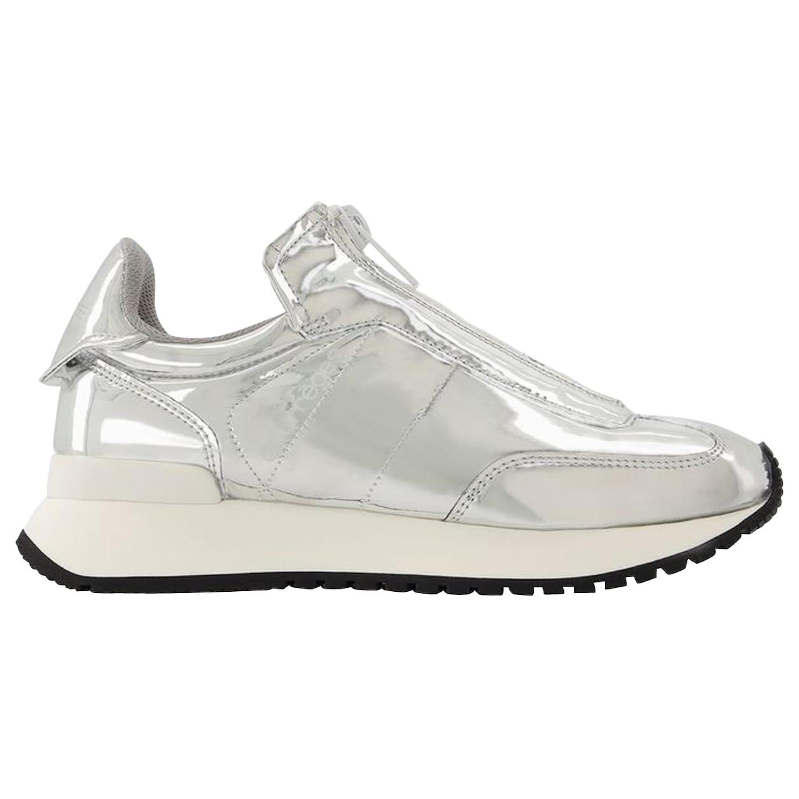 Courreges Mirror Zip Sneakers in Silver PVC Metallic Plastic ref.803353 ...