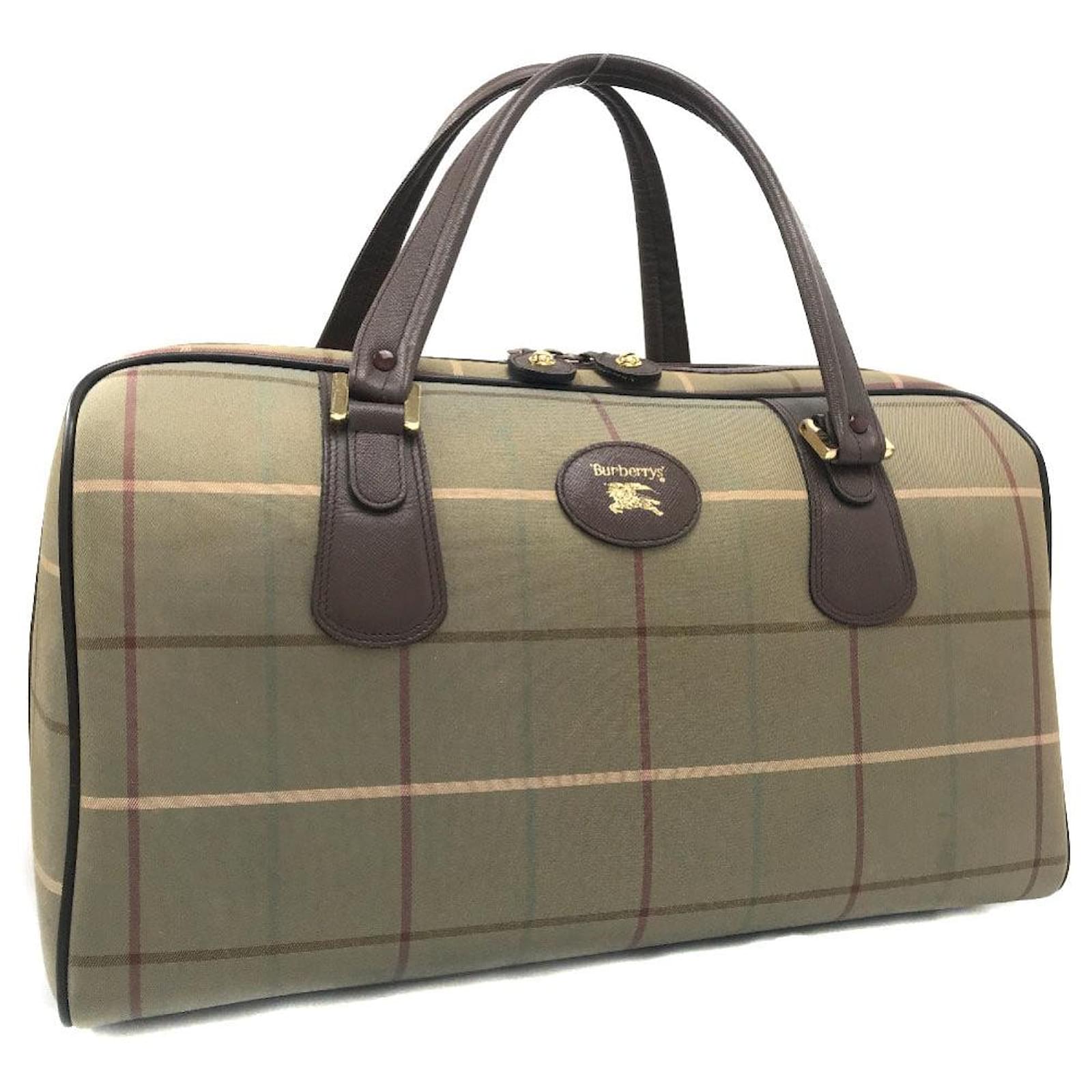 Burberry Plaid Canvas Boston Bag Brown Cloth ref.804065 - Joli Closet