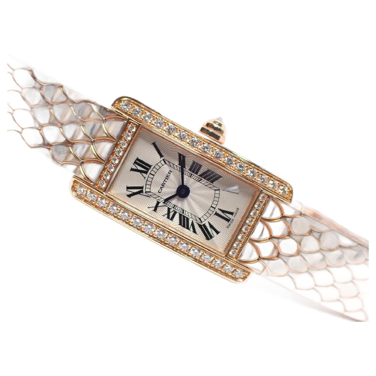 CARTIER Tank Americaine Mini 18KPG WB710012 Womens Silvery Pink gold ...