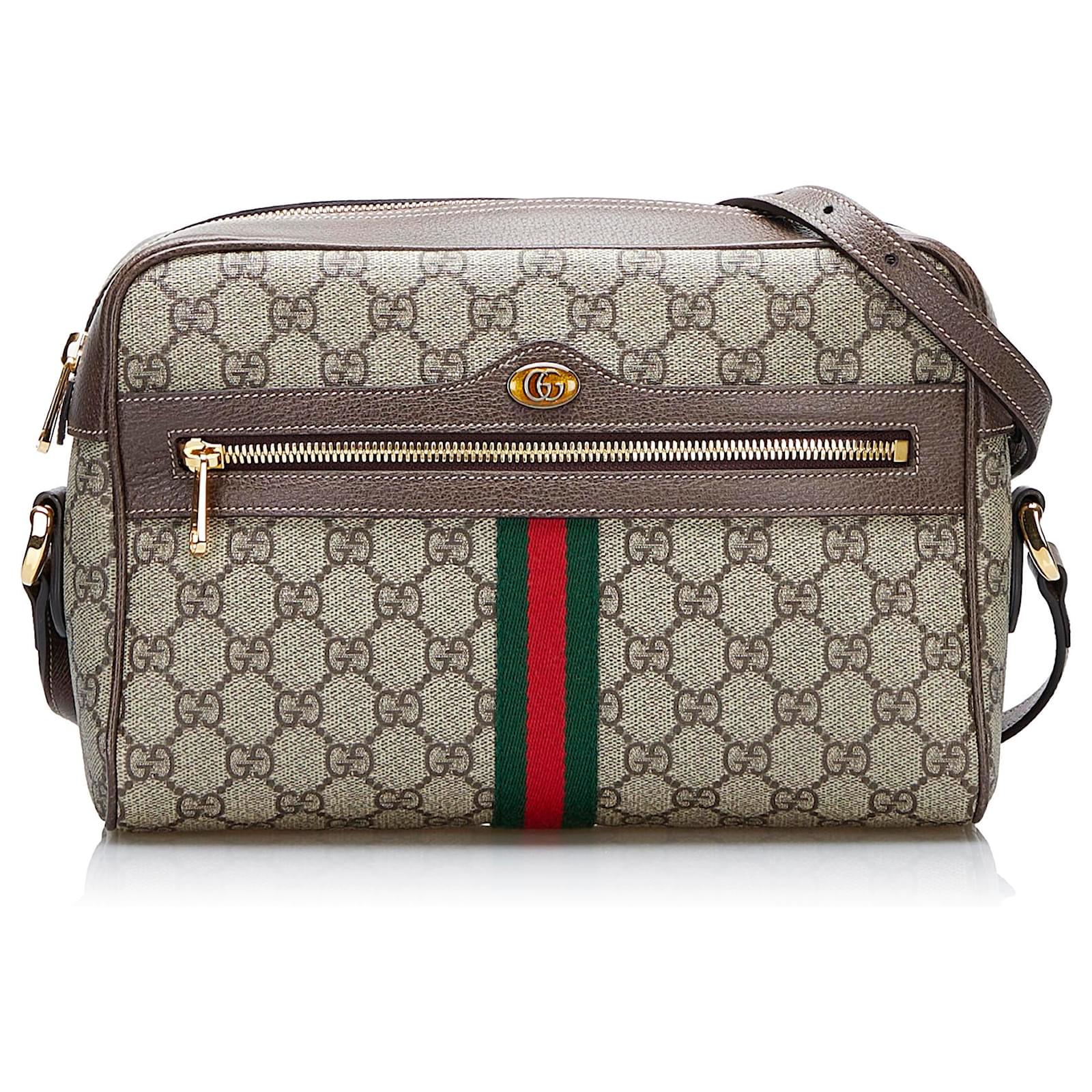 Borsa a tracolla Gucci GG Supreme Ophidia marrone Tela Panno ref.804974 ...