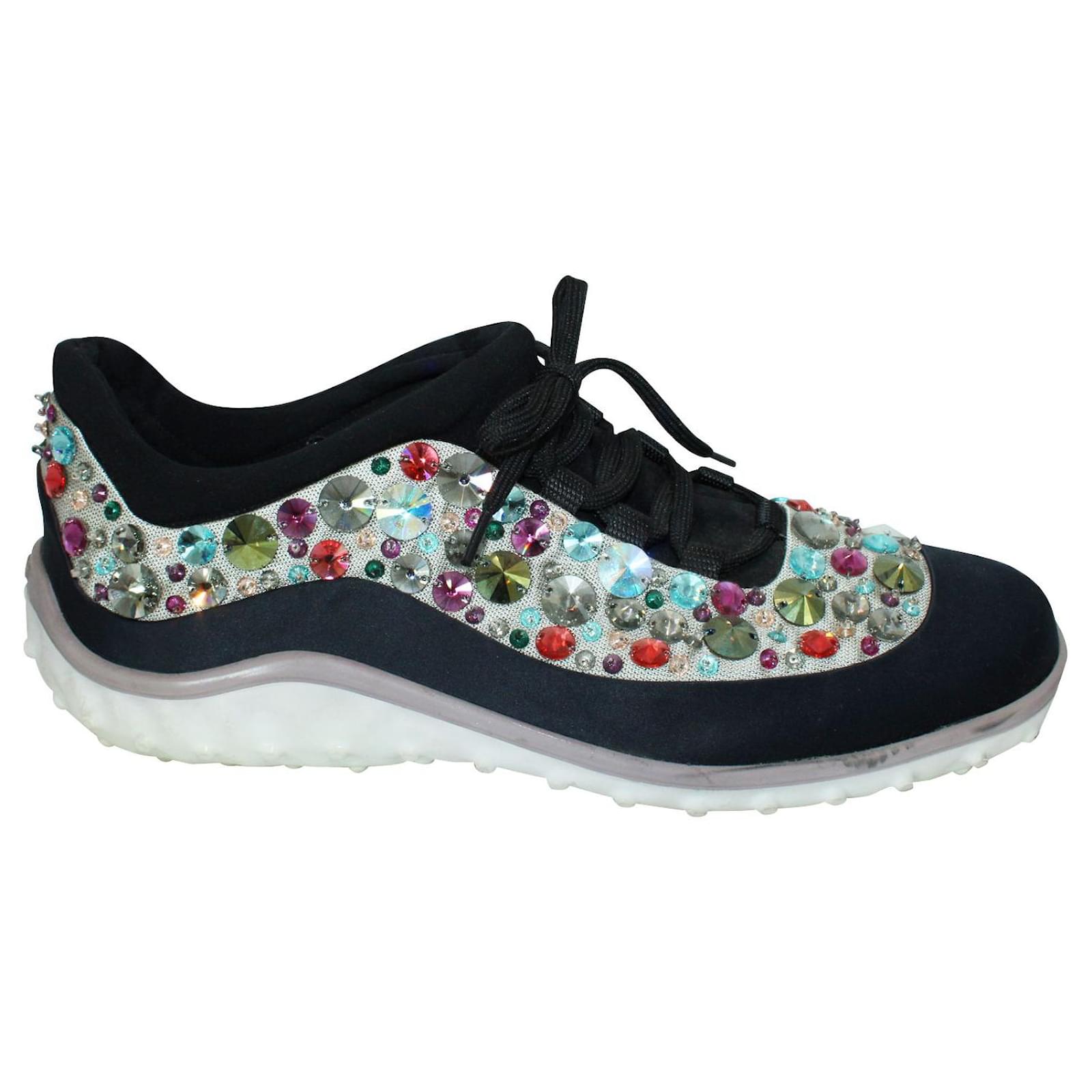 Miu Miu Navy Blue Astro Crystals Sneakers Rubber ref.806478 - Joli Closet