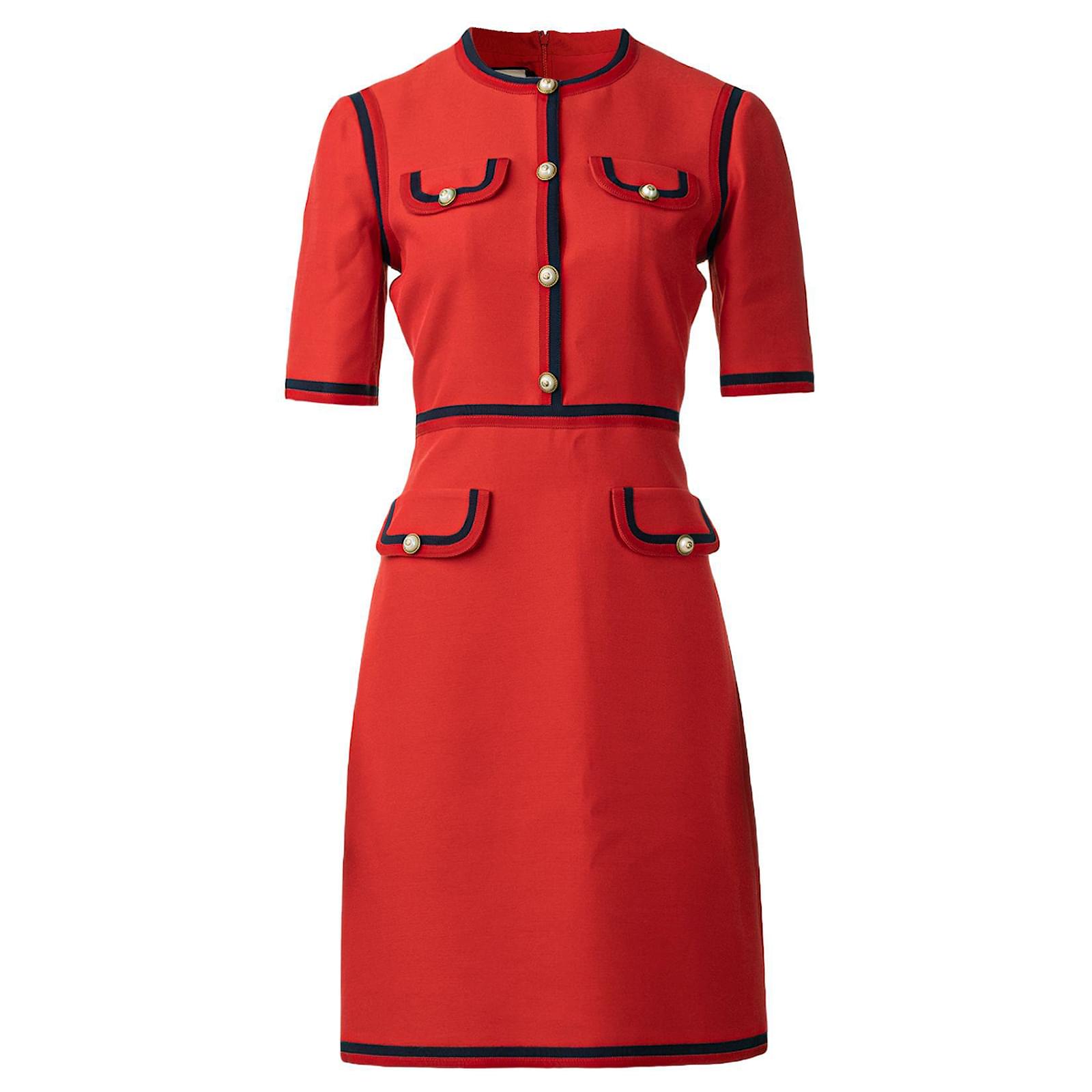 Gucci Minirobe bordée de ruban gros-grain Rouge ref.807223 - Joli Closet