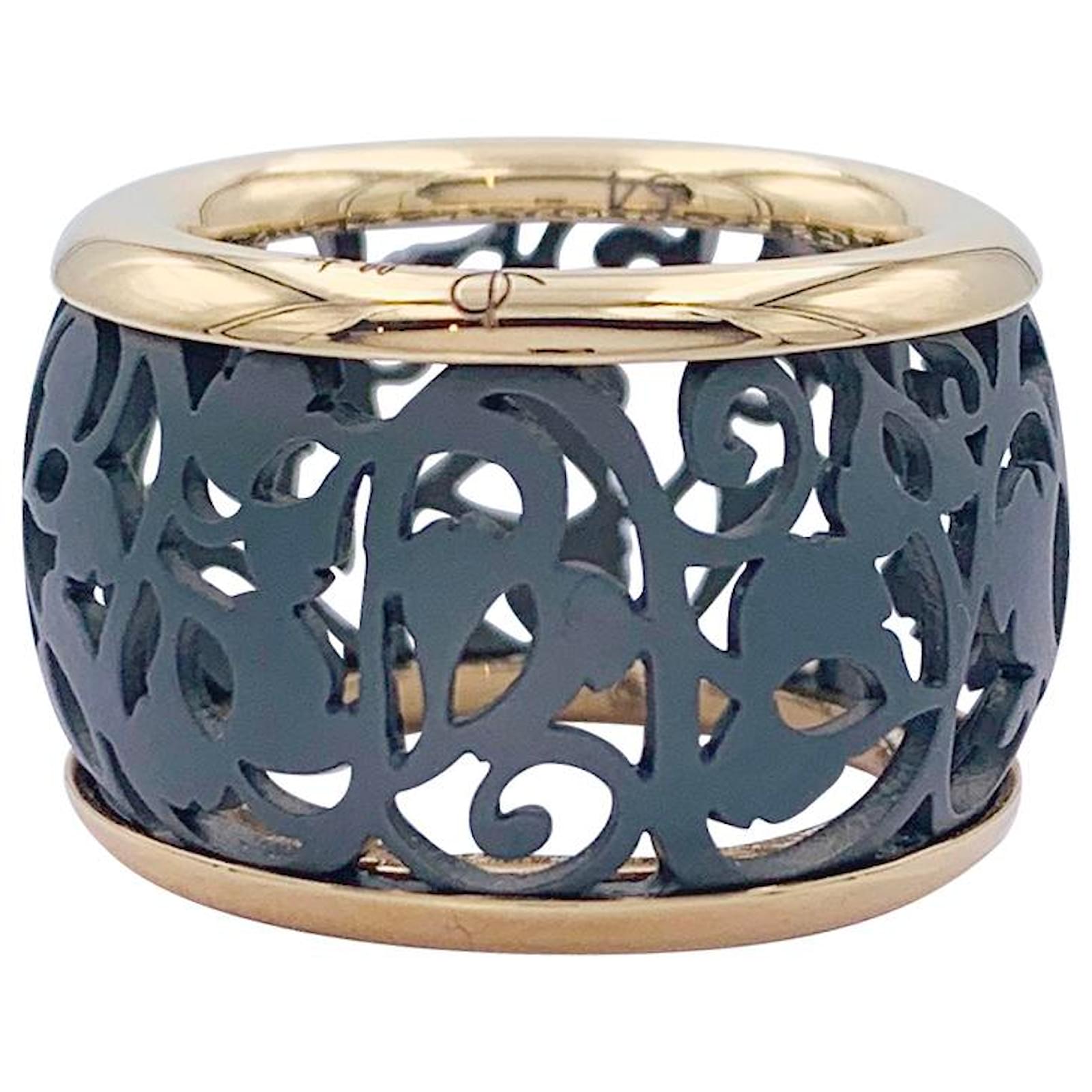 Pomellato ring, "Arabesque", Rose gold, Titanium. Pink gold ref.810058 ...