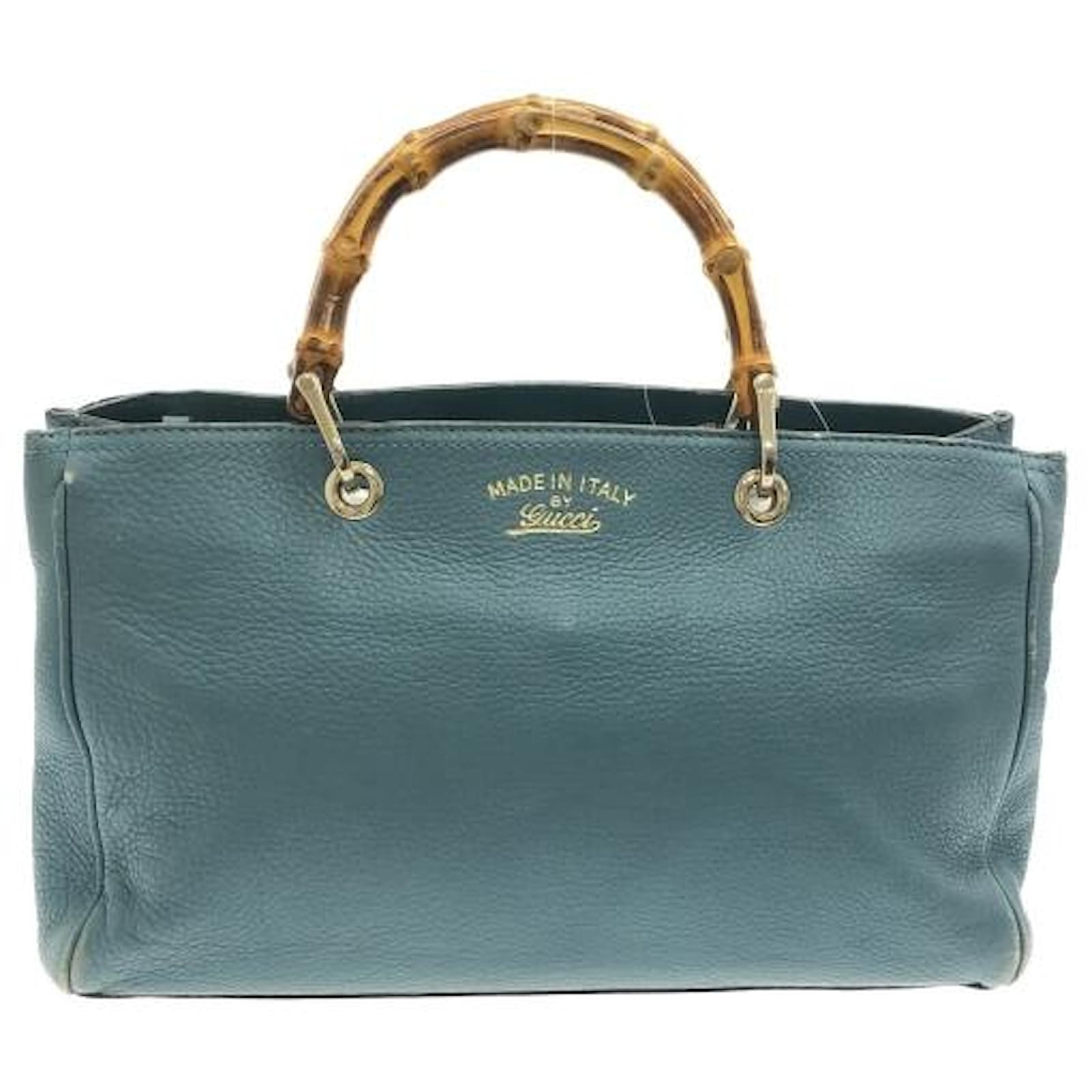 Gucci Bamboo Shopper Medium Leather Light blue ref.810488 - Joli Closet