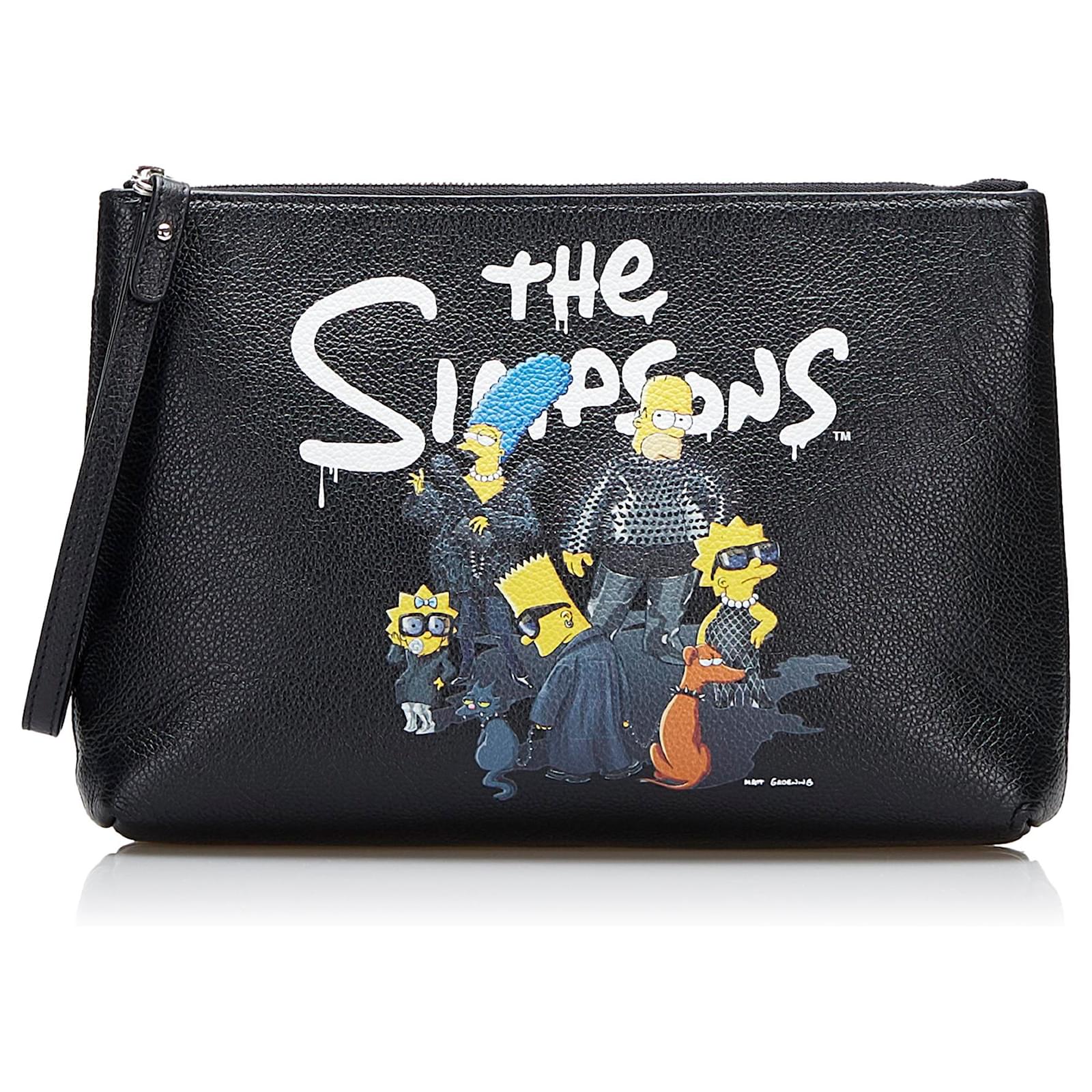 Balenciaga Black The Simpsons Gus Pouch Leather Pony-style calfskin ref ...