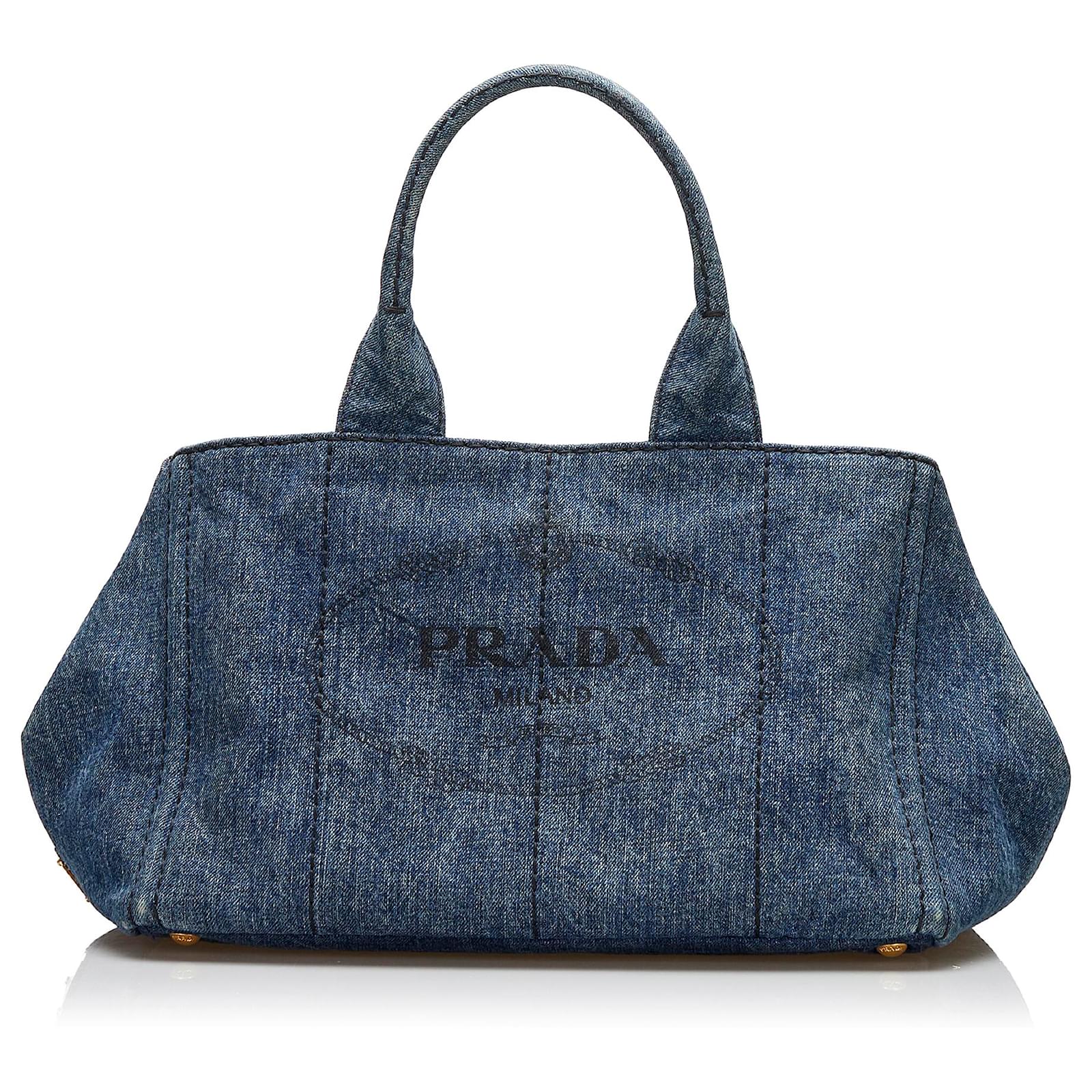 Prada Blue Canapa Logo Handbag Dark blue Denim Cloth ref.815673 - Joli ...
