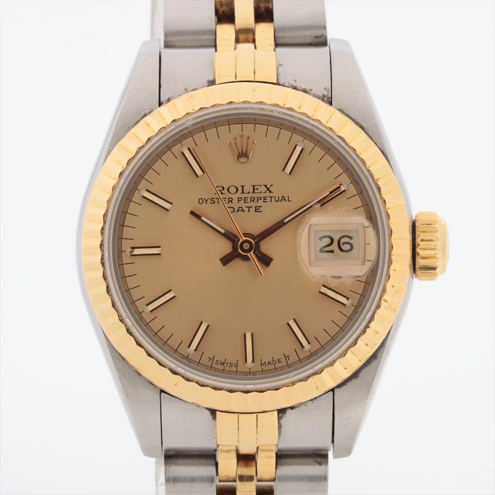 Rolex Datejust 26 mm Acier et Or Jaune Cadran Champagne Doré ref.816099 ...