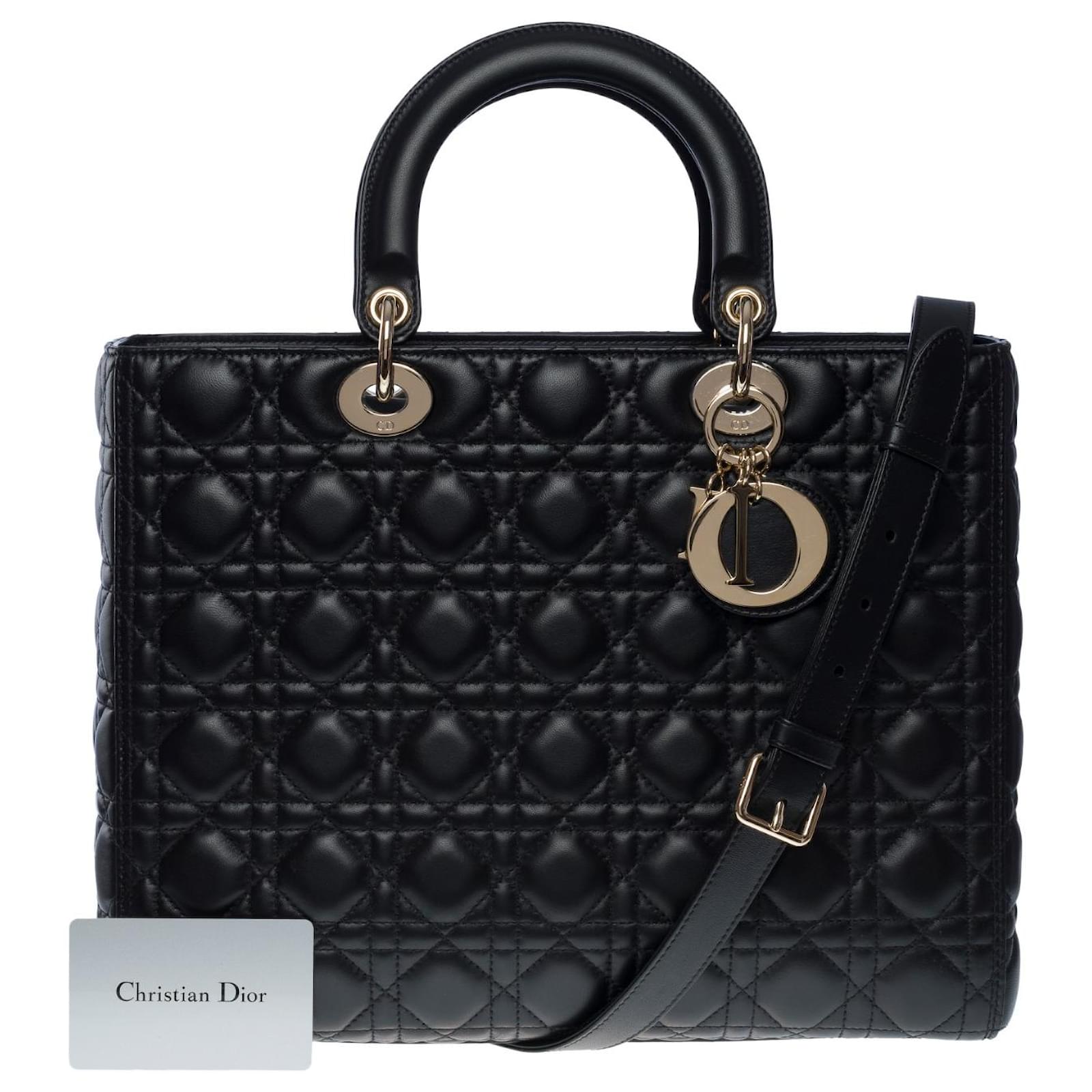Christian Dior Lady Dior large model handbag (GM) black cannage leather ...
