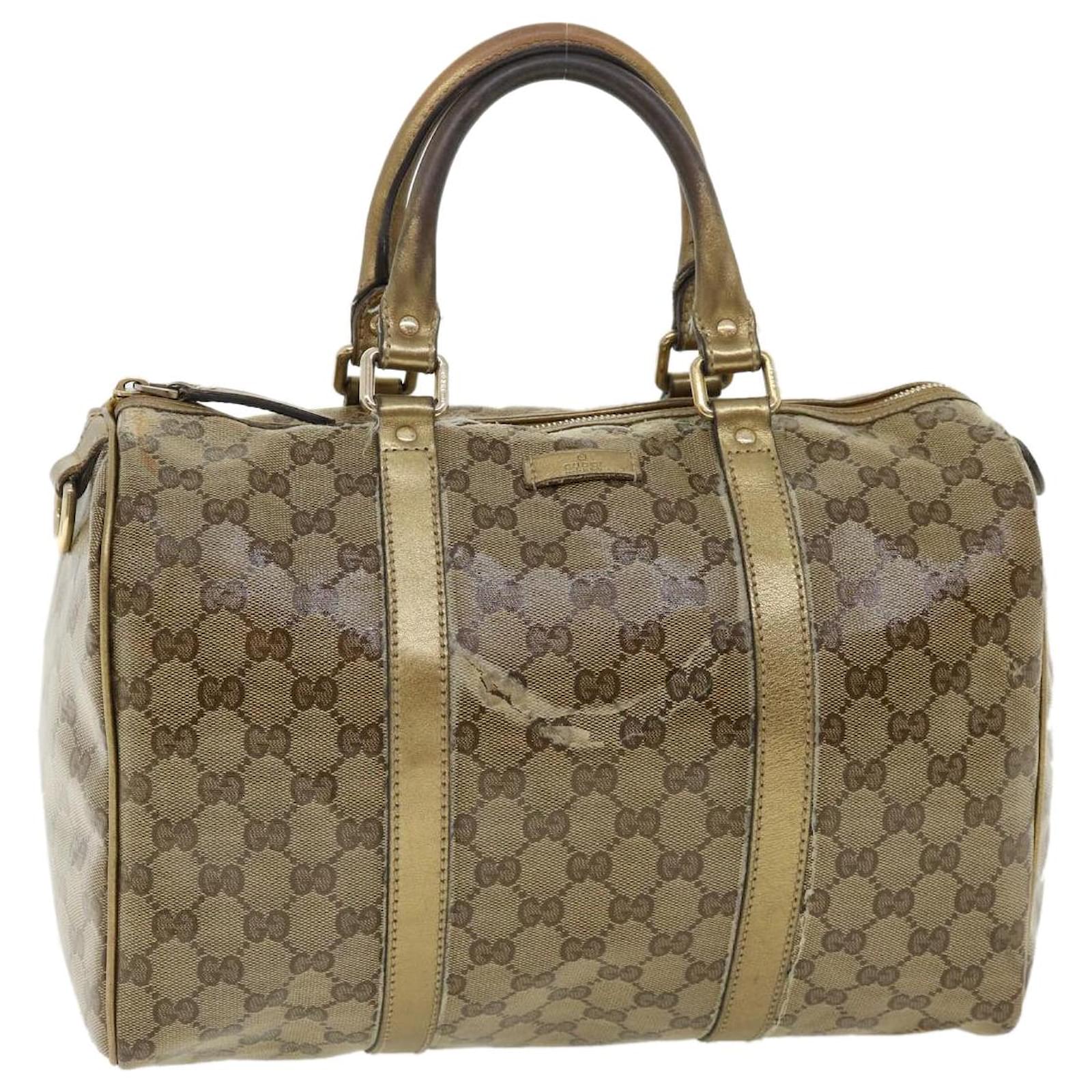 Bolso GUCCI GG Crystal Boston Lona revestida Beige Dorado 193603 ...