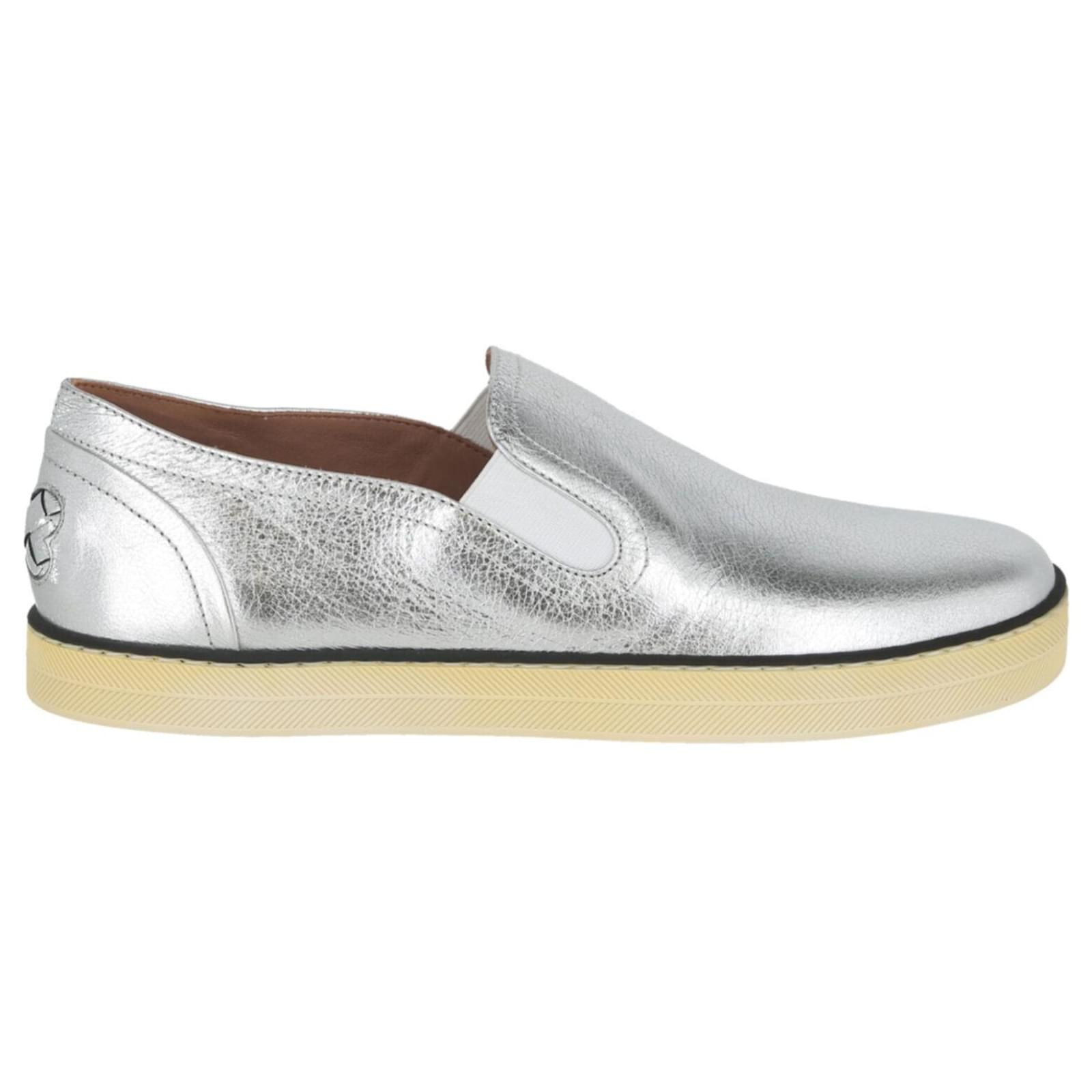 Bottega Veneta Metallic Slip-On Sneaker Silvery Leather ref.819839 ...