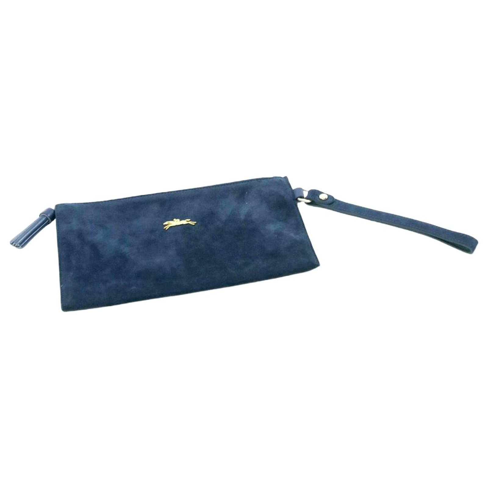 Longchamp Clutches Blue Deerskin ref.820536 - Joli Closet