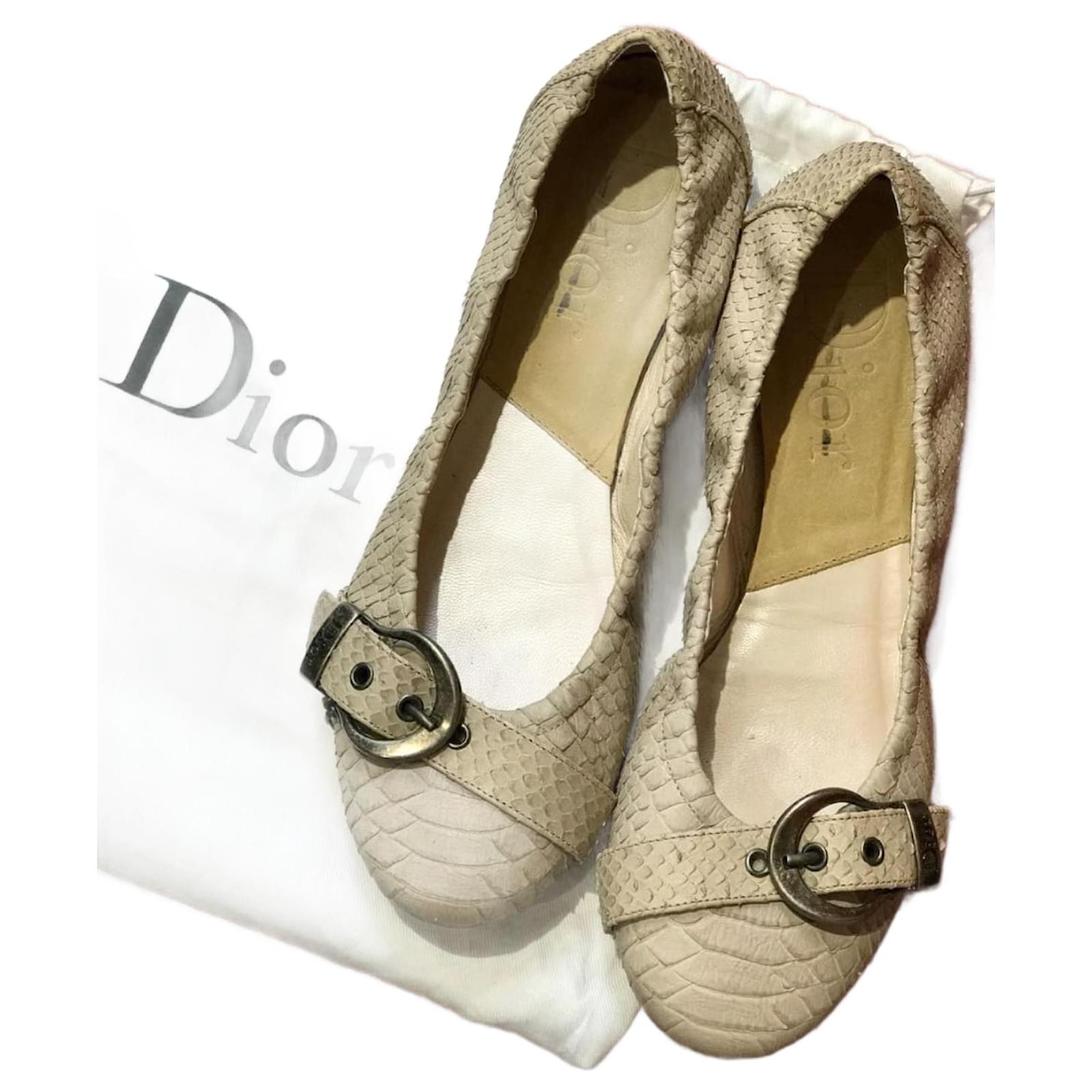 DIOR Ballet flats T.eu 38 Exotic leathers Beige ref.822427 - Joli Closet