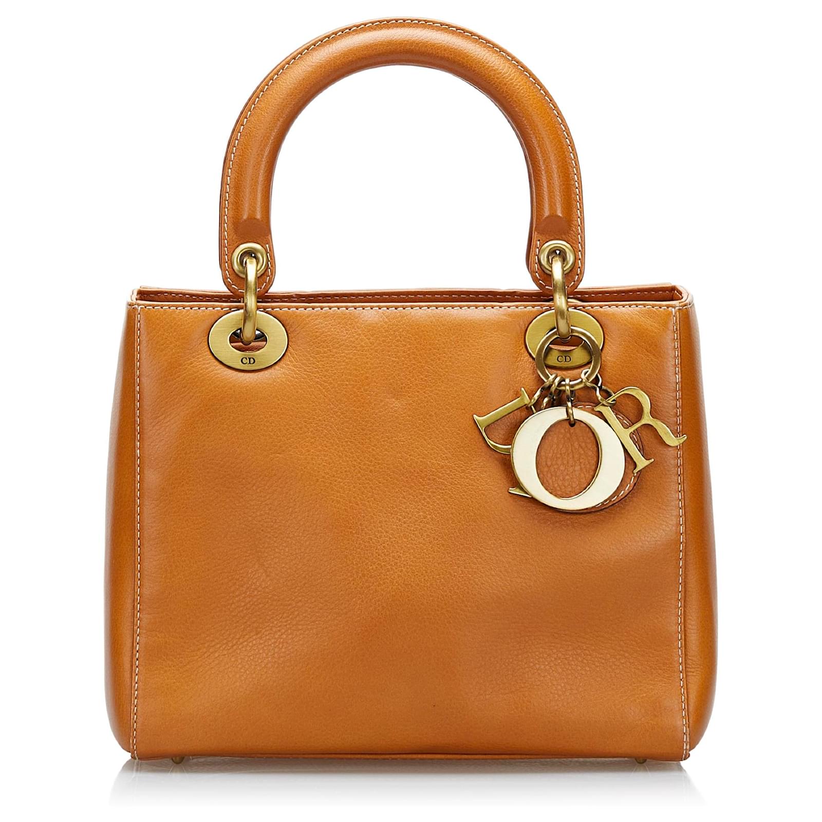 Dior Brown Vintage Medium Lady Dior Leather Pony-style calfskin ref ...